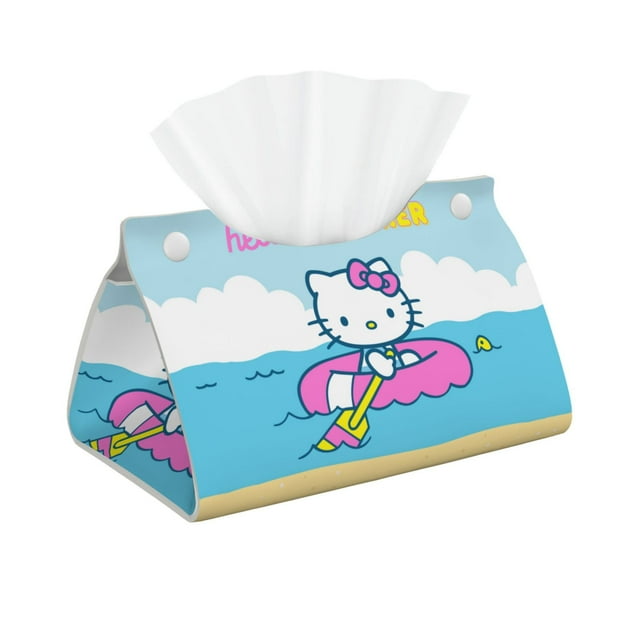 Kawaii Hello Kitty Tissue Box Cartoon PU Leather Cat Paper Napkin Case ...