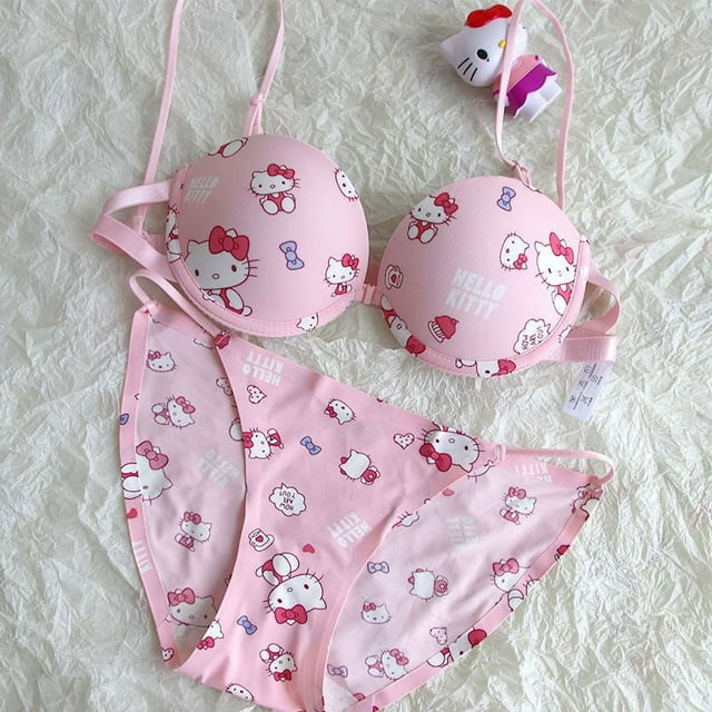 Kawaii Hello Kitty Underwear Set New Cartoon Printed Sanrio Kitty Cat