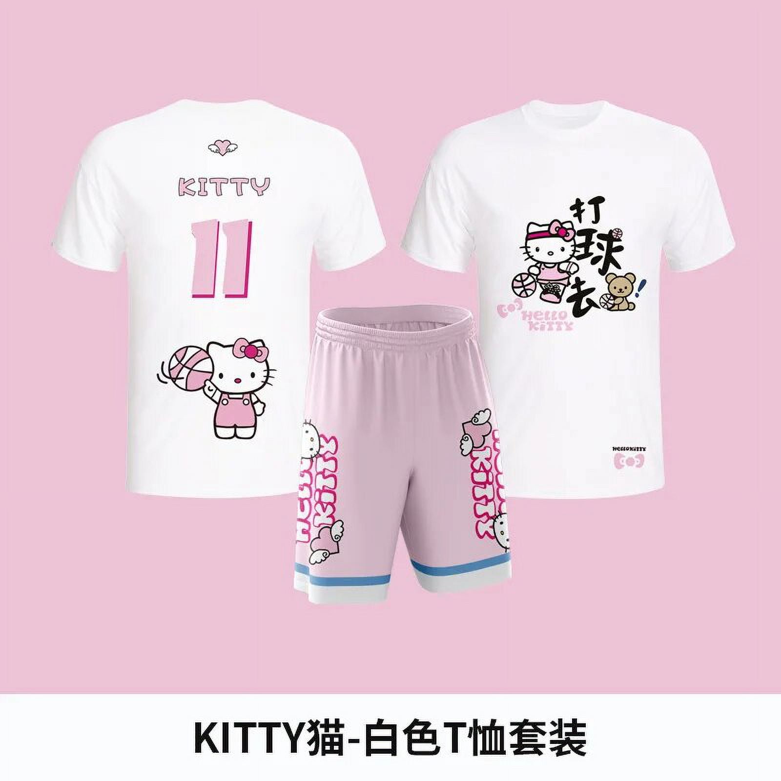 Kawaii Hello Kittys Basketball Jersey Set Anime Kuromi Melody Girls ...