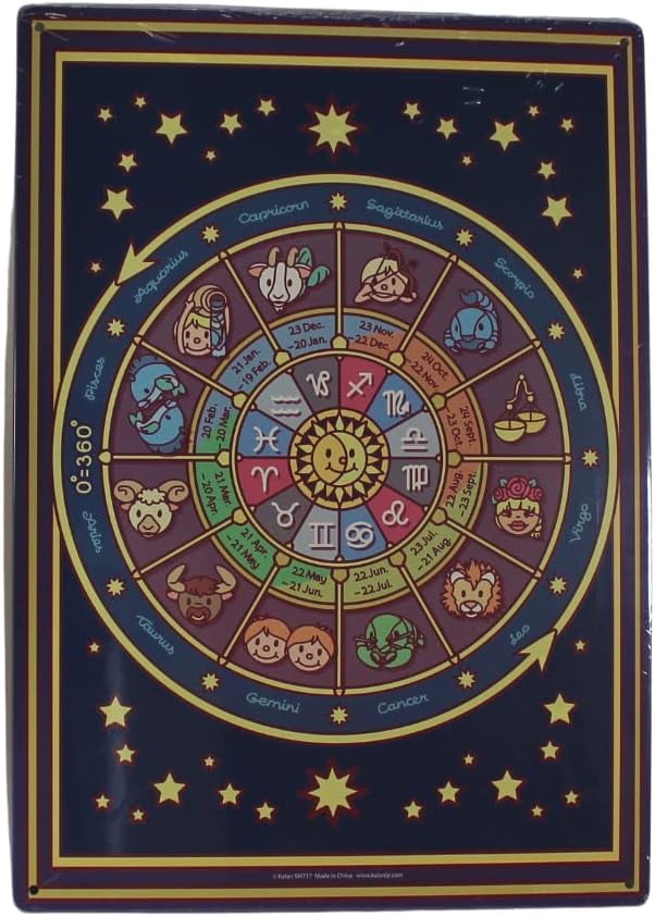 Kawaii Horoscope Chart Metal Sign - Easy-to-Hang Wall Decor - Fun Tin ...
