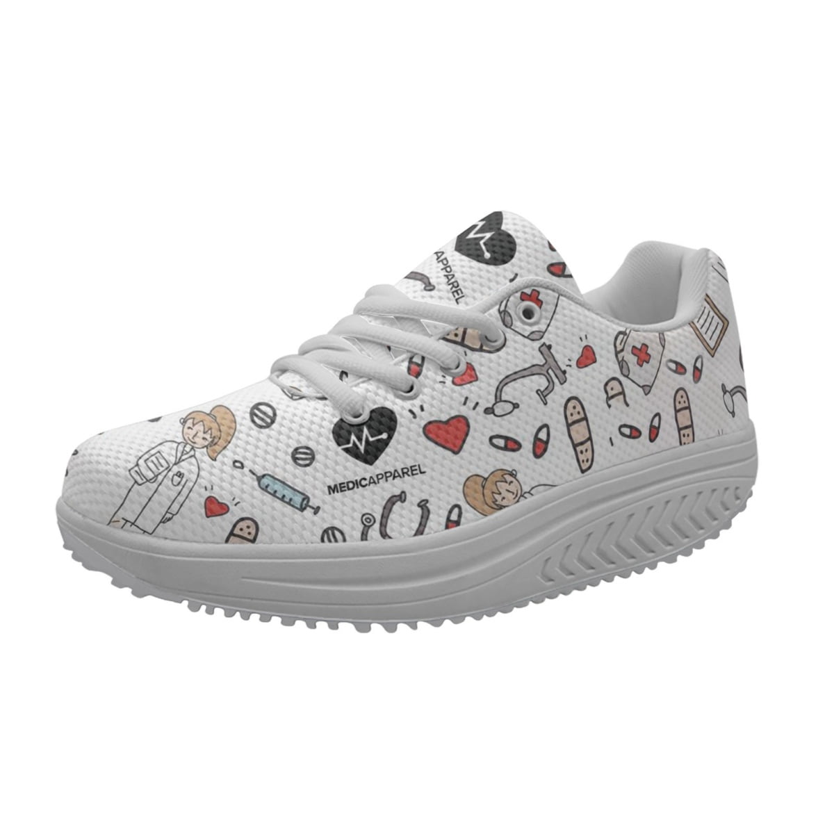 Kawaii Hospital Ambulance Pattern Ladies Four Seasons Platform Shoes ...