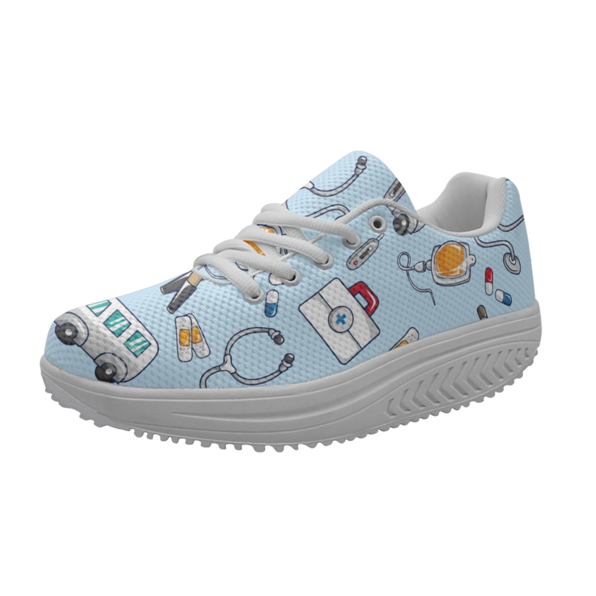 Kawaii Hospital Ambulance Pattern Ladies Four Seasons Platform Shoes ...