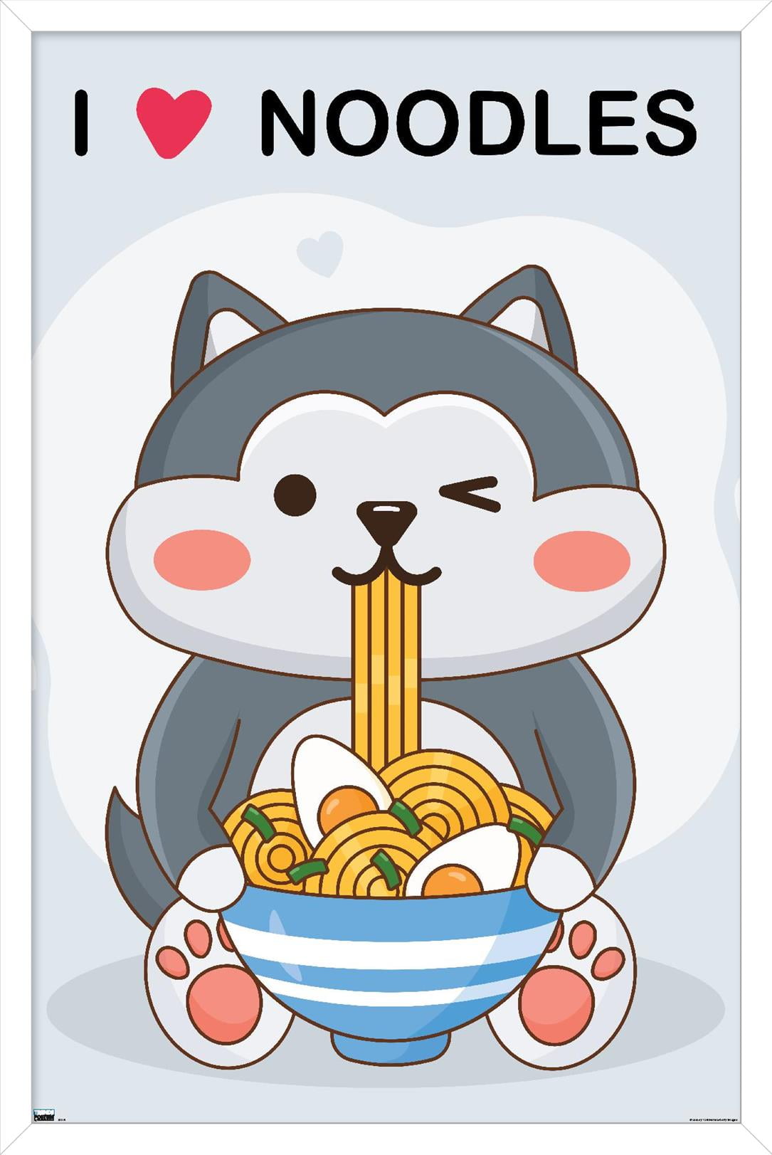 Kawaii - I Love Noodles Wall Poster, 14.725" x 22.375" Framed - Walmart.com