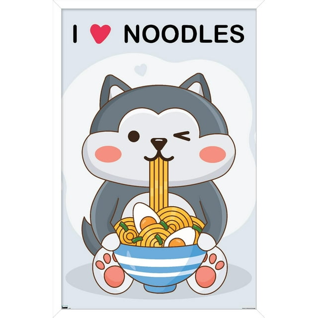 Kawaii - I Love Noodles Wall Poster, 14.725" x 22.375" Framed - Walmart.com