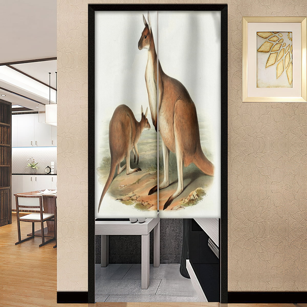 Kawaii Kangaroo Boxing Door Curtain Bedroom Kitchen Cute Wild Animal ...