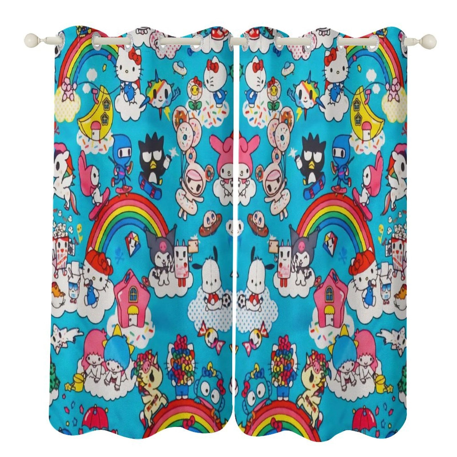Kawaii Kuromi Melody Hello-Kitty Cinnamoroll Curtains,Blackout Curtains ...