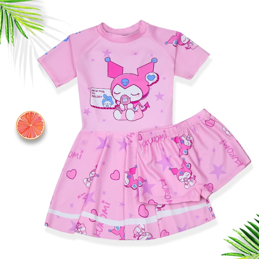 Kawaii Kuromi Swimsuit Two Piece Sanrio Anime Girl Swimwear Swimming ...