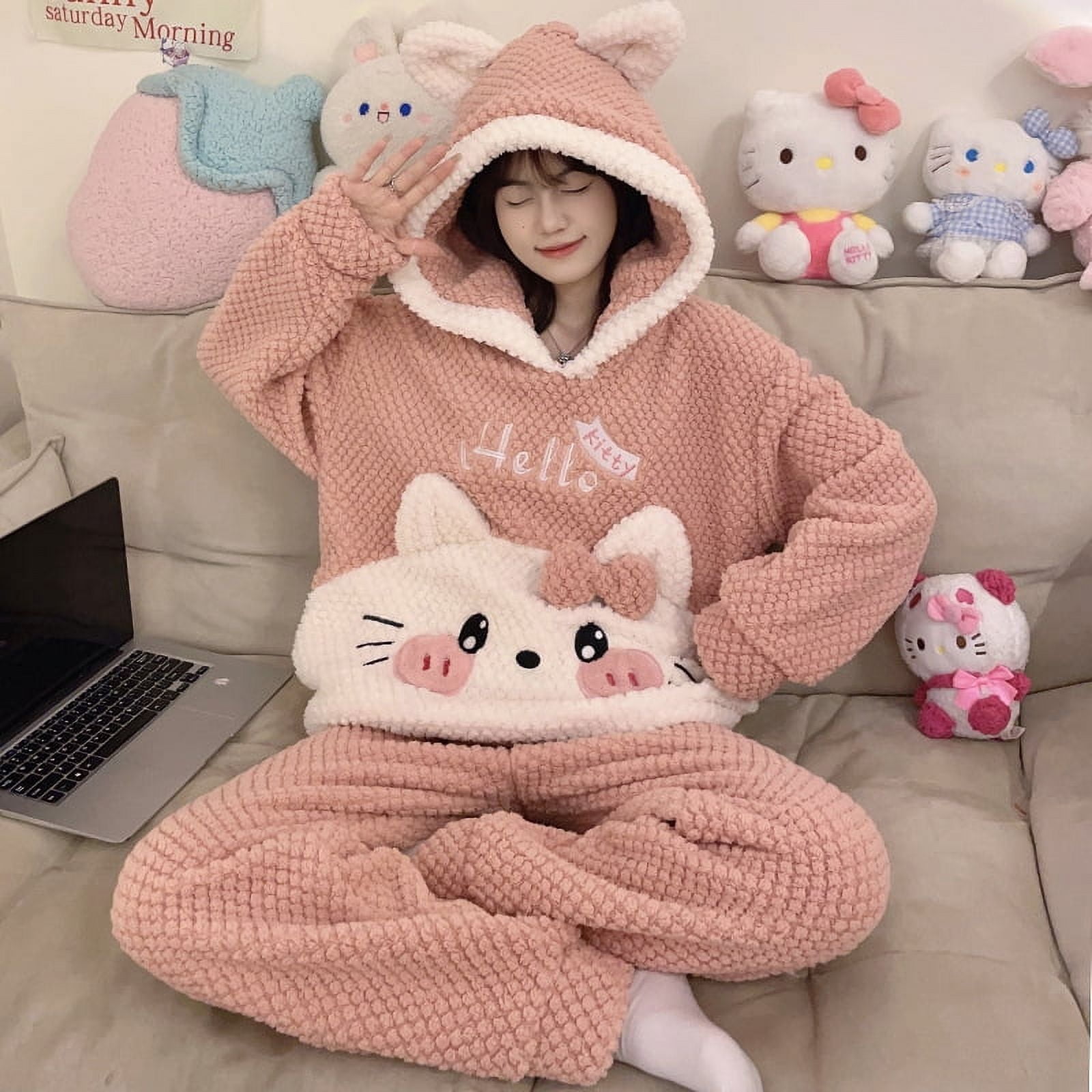 Kawaii Kuromi Women Pajamas Set Sanrio Cinnamoroll Pochacco My Melody ...