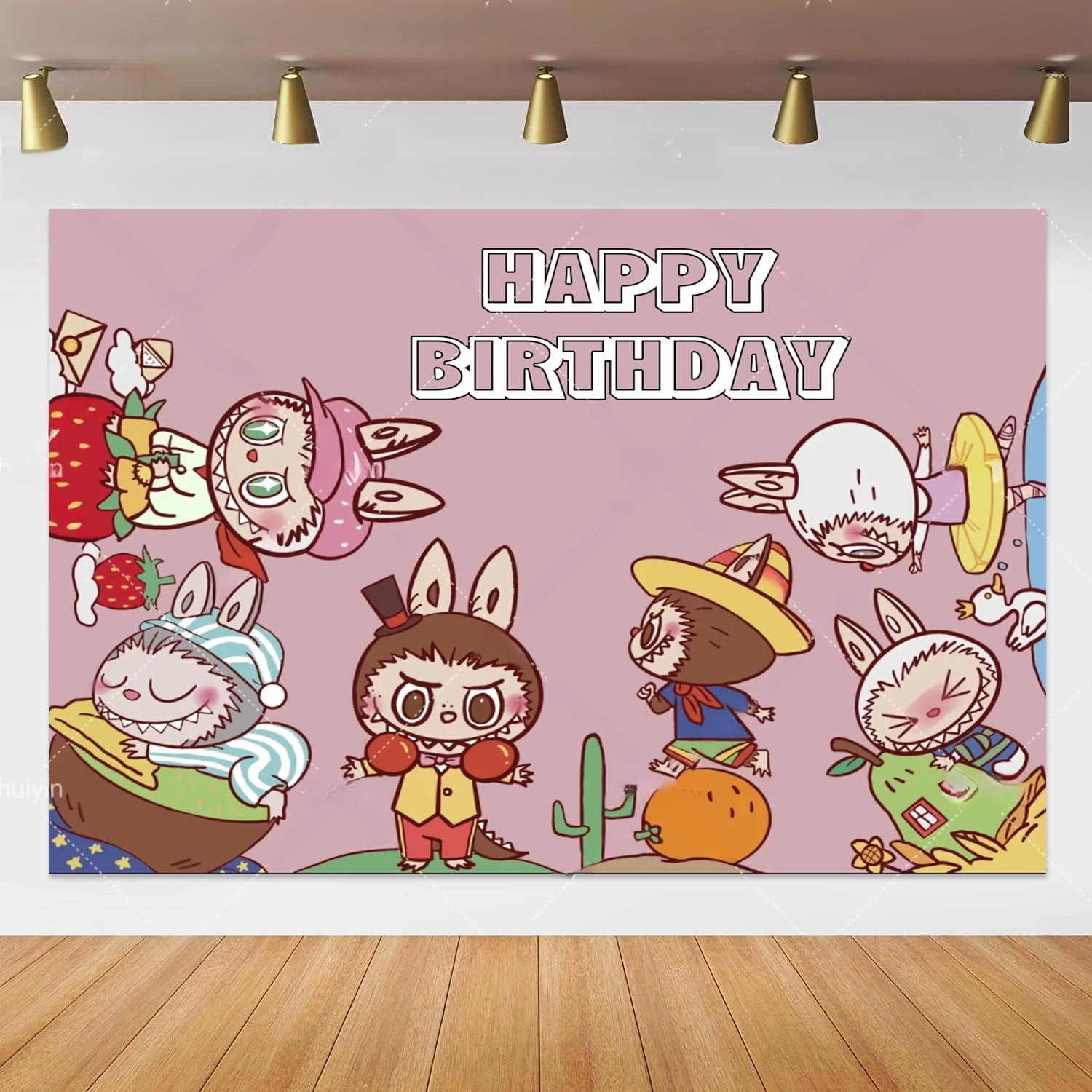Kawaii LaB banner Backdrop,Cartoon happy birthday Photography banner ...