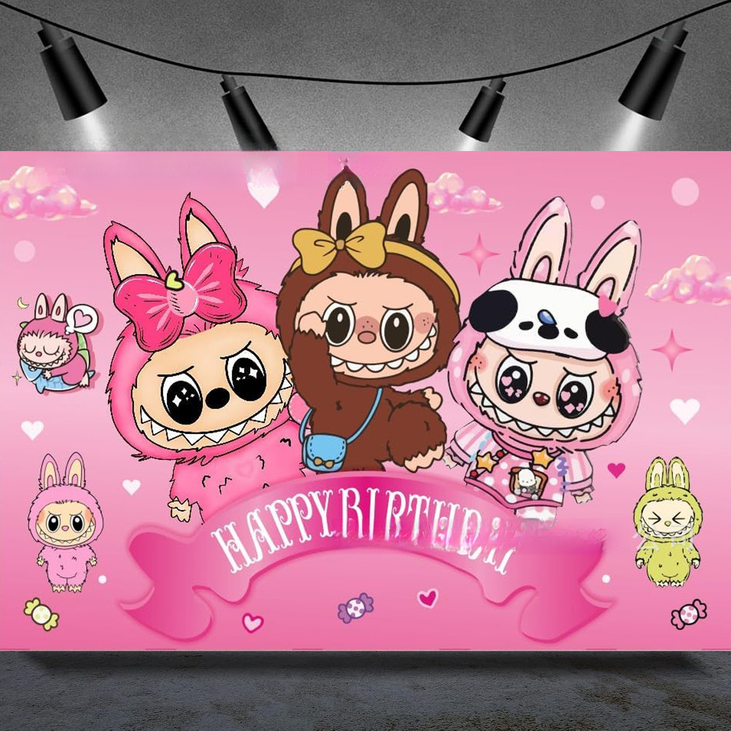 Kawaii LaB banner Backdrop,Cartoon happy birthday Photography banner ...