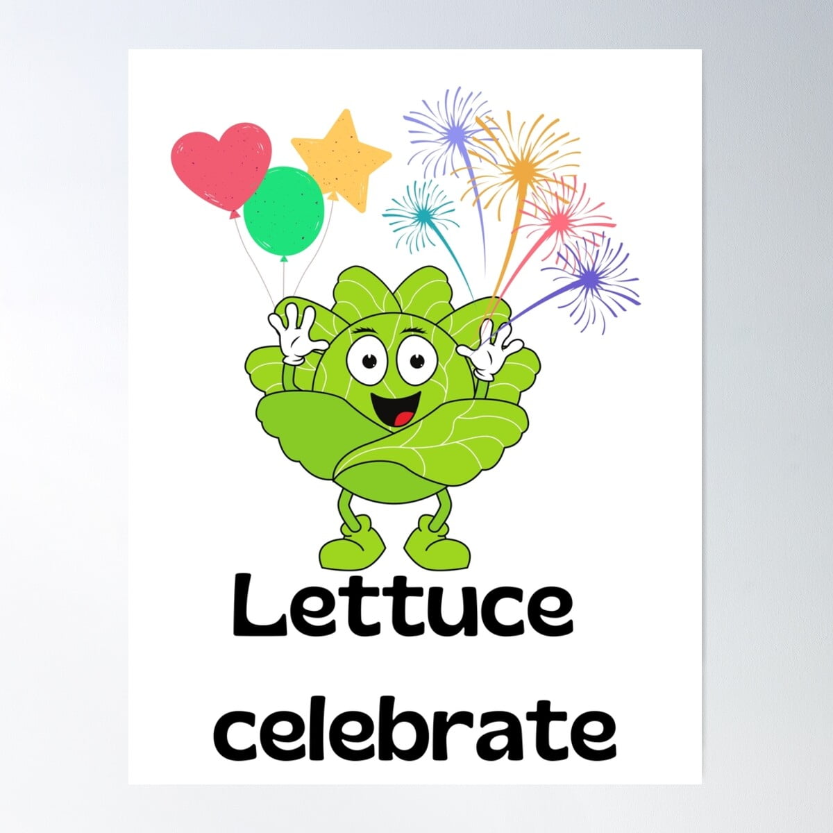 Kawaii Lettuce Poster Wall Art, Modern Wall Decor For Living Room ...