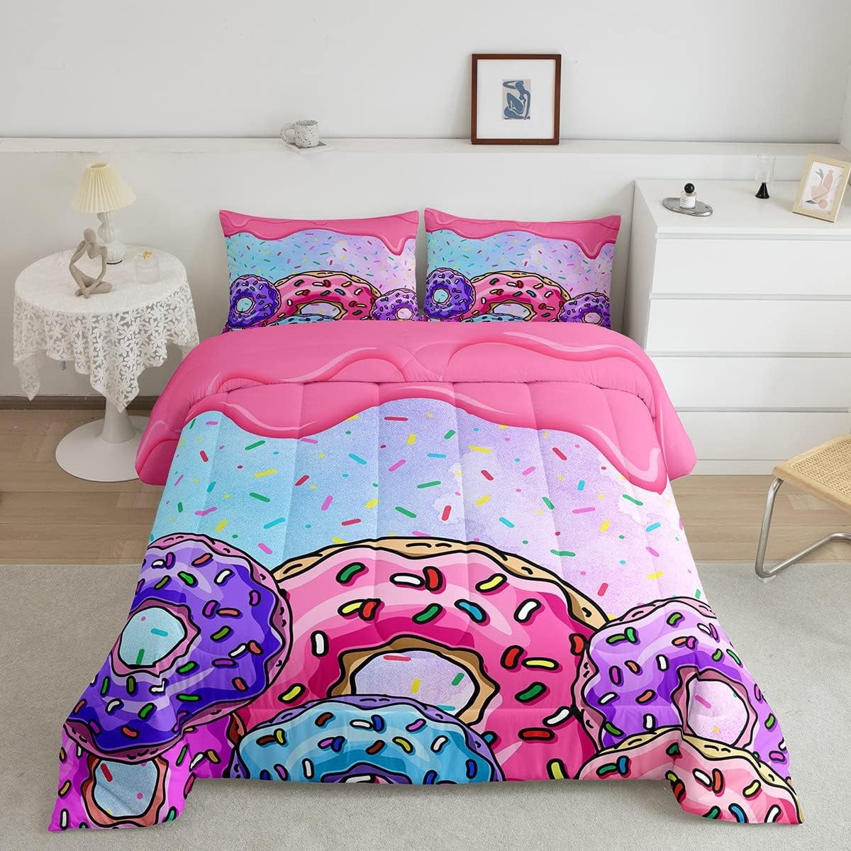Kawaii Lion Comforter Set Queen Size Cartoon Wild Animals Bedding Set ...
