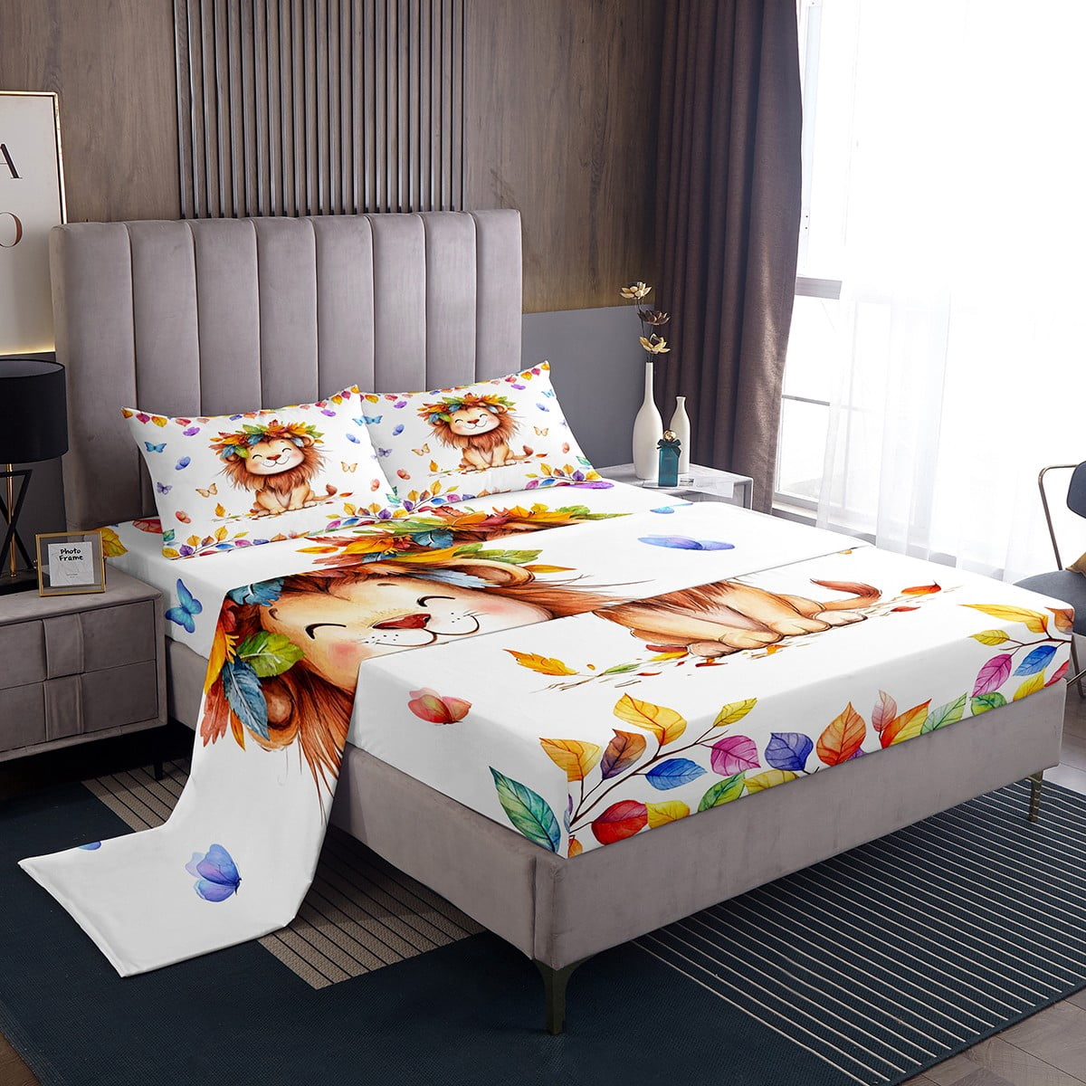 Kawaii Lion Twin Size Sheet Sets Cartoon Animal Sheets, Colorful ...