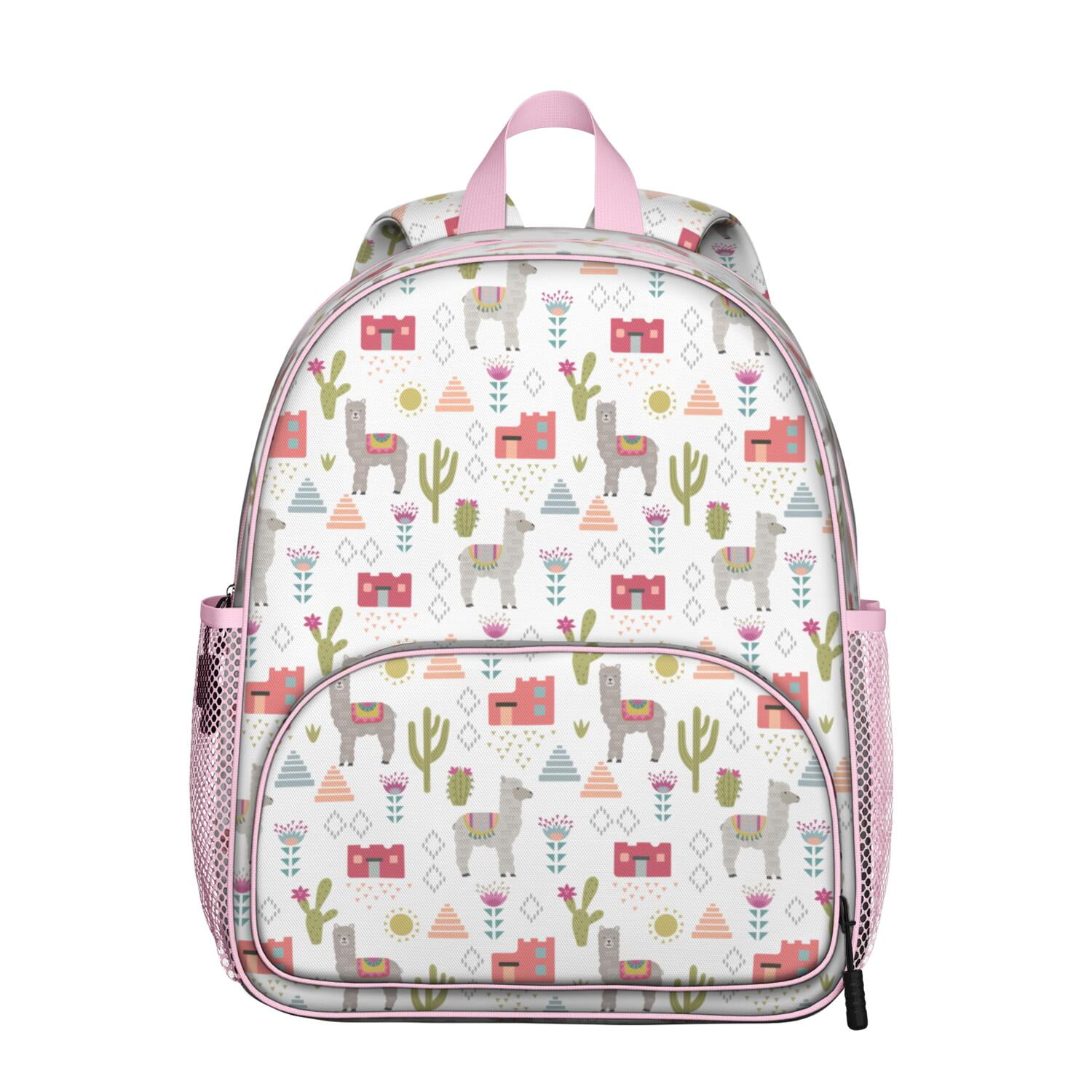 Kawaii Llama Face Student Backpack – Funny Cartoon Alpaca Pattern ...
