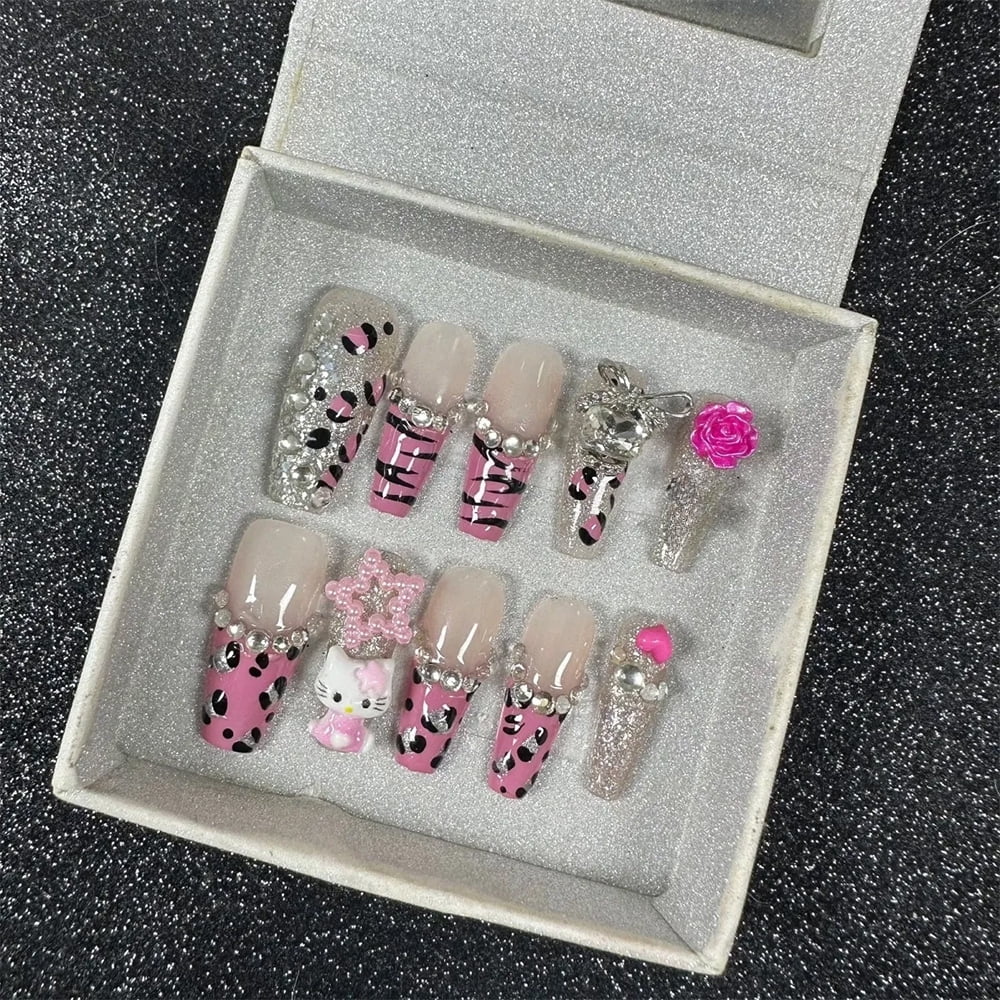 Kawaii Long Square Hellokitty Handmade Fake Nails Cinnamoroll Mymelody