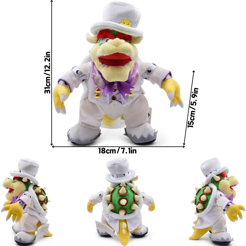 Kawaii Mario Bros Green Bowser Meowser Mushroom Hat Soft Plush Toys ...