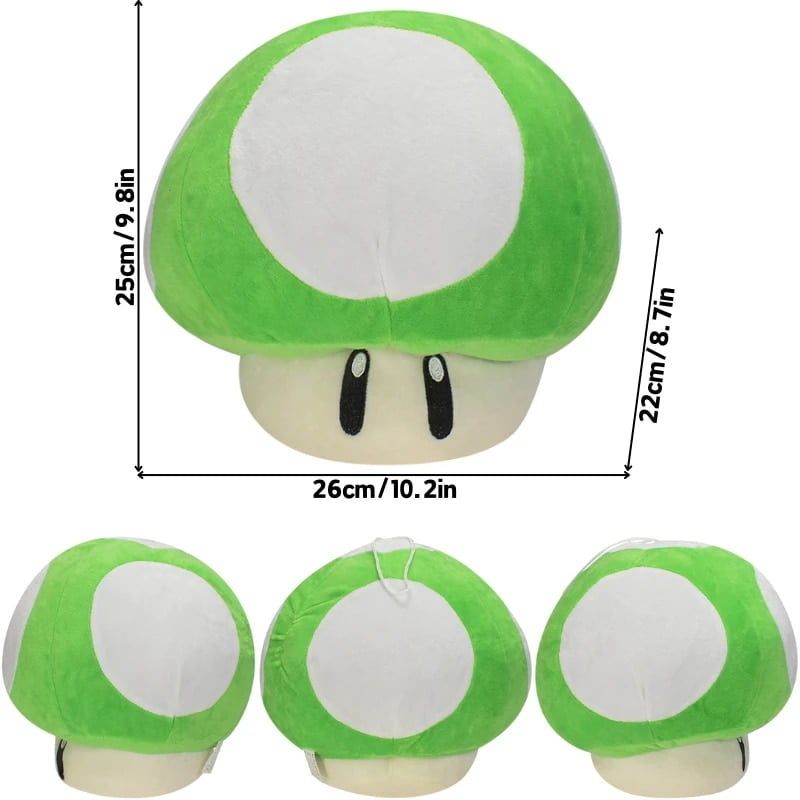 Kawaii Mario Bros Green Bowser Meowser Mushroom Hat Soft Plush Toys ...