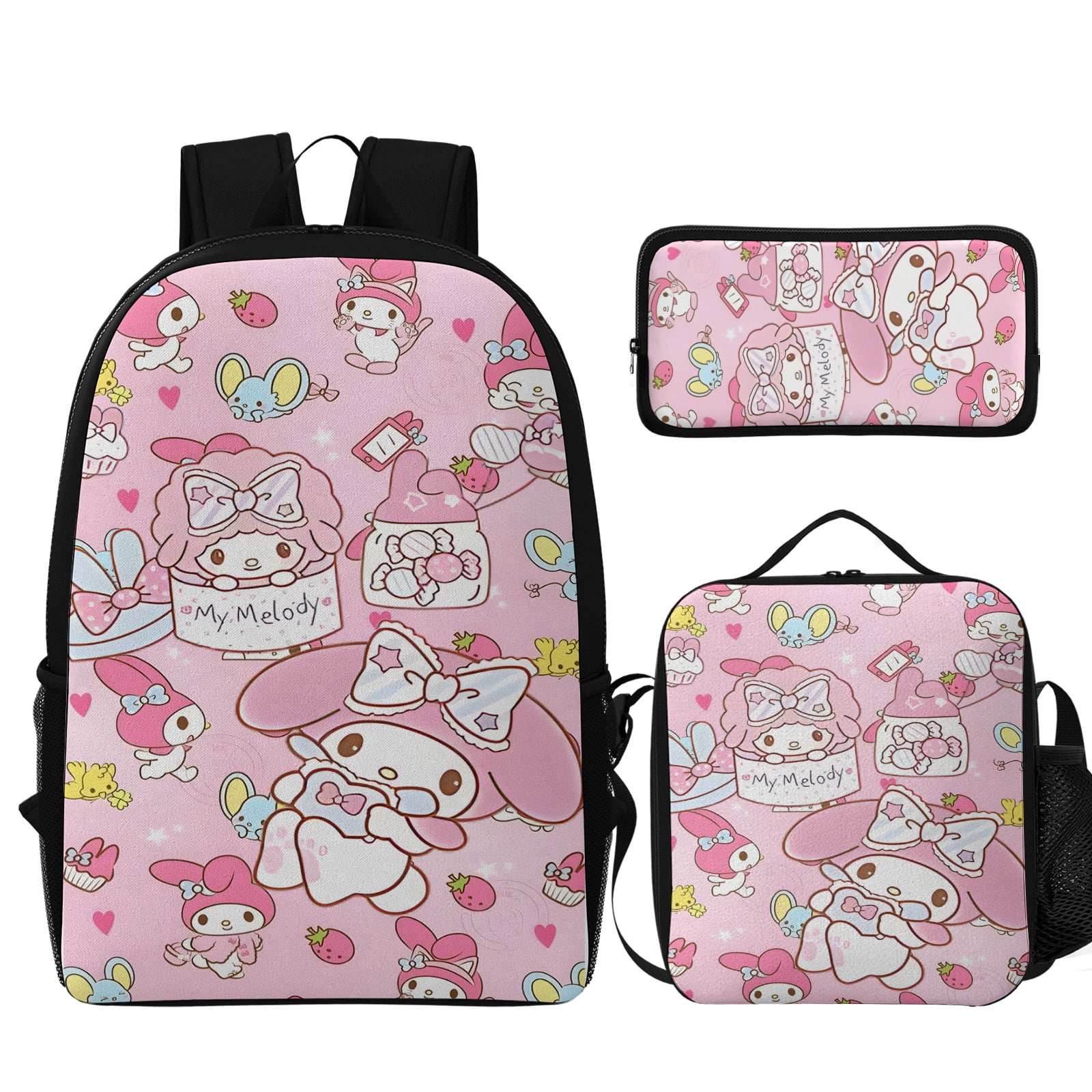 Kawaii Melodd Backpack, 3Pcs Anime Cartoon Backpack Cute Bookbag Set ...