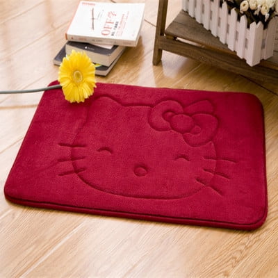 Kawaii Miniso Hello Kitty Cartoon Entrance Carpet Thick and Cute Coral ...