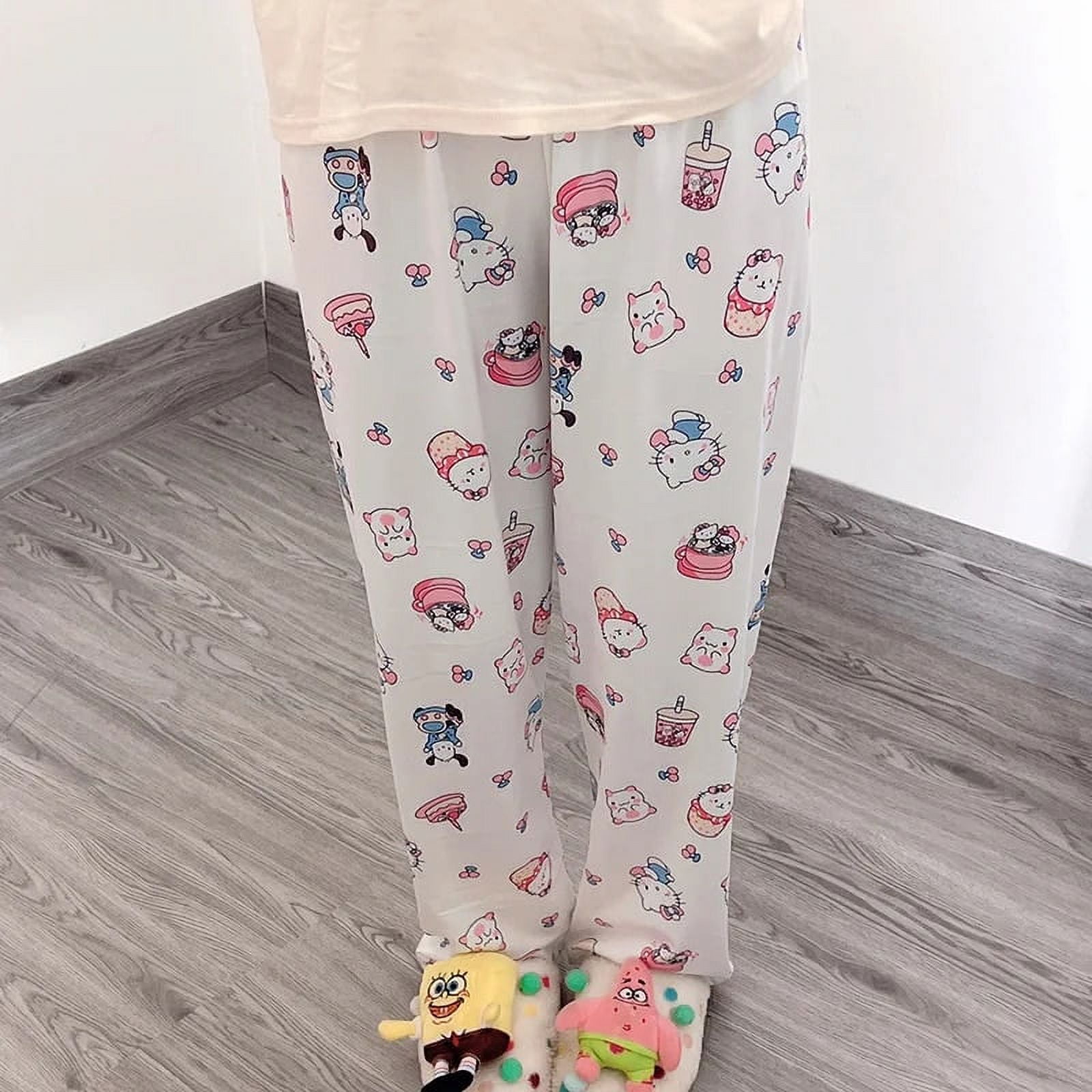 Kawaii Miniso Kuromi Melody Hello Kitty Pajama Pants Sanrio Cartoon ...