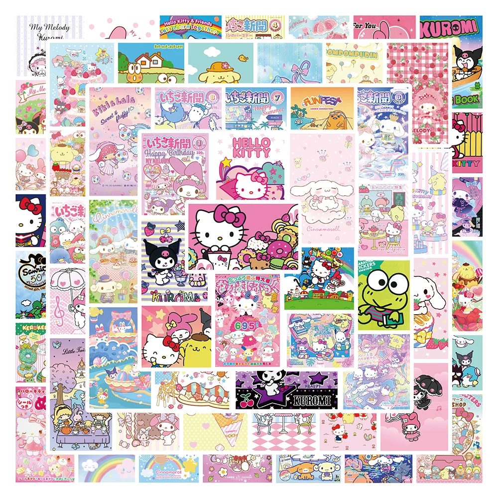 Kawaii Mixed Cute Sanrio Stickers Cinnamoroll HelloKitty Kuromi Decals ...