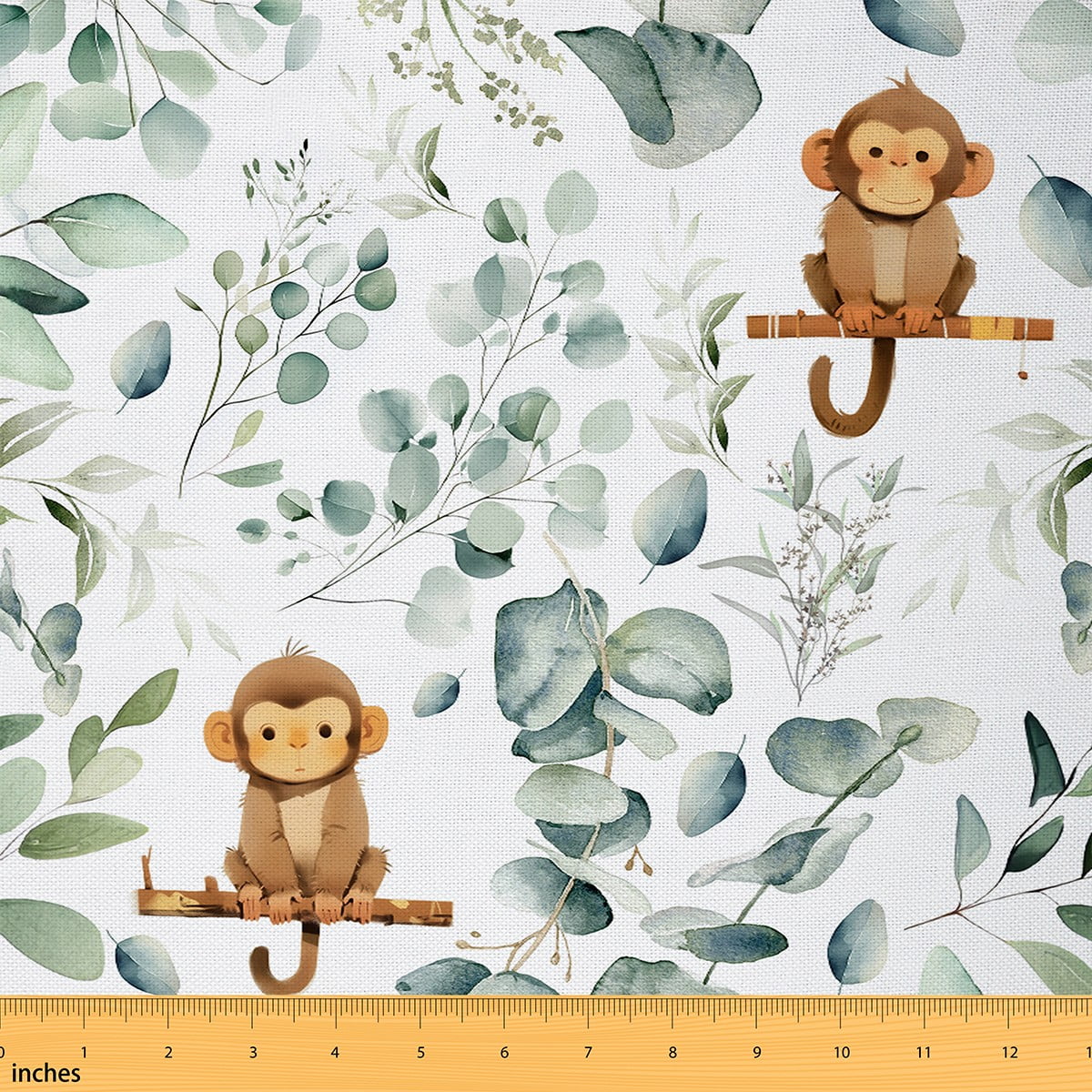 Kawaii Monkey Fabric by the Yard,Cartoon Animal Upholstery Fabric for ...