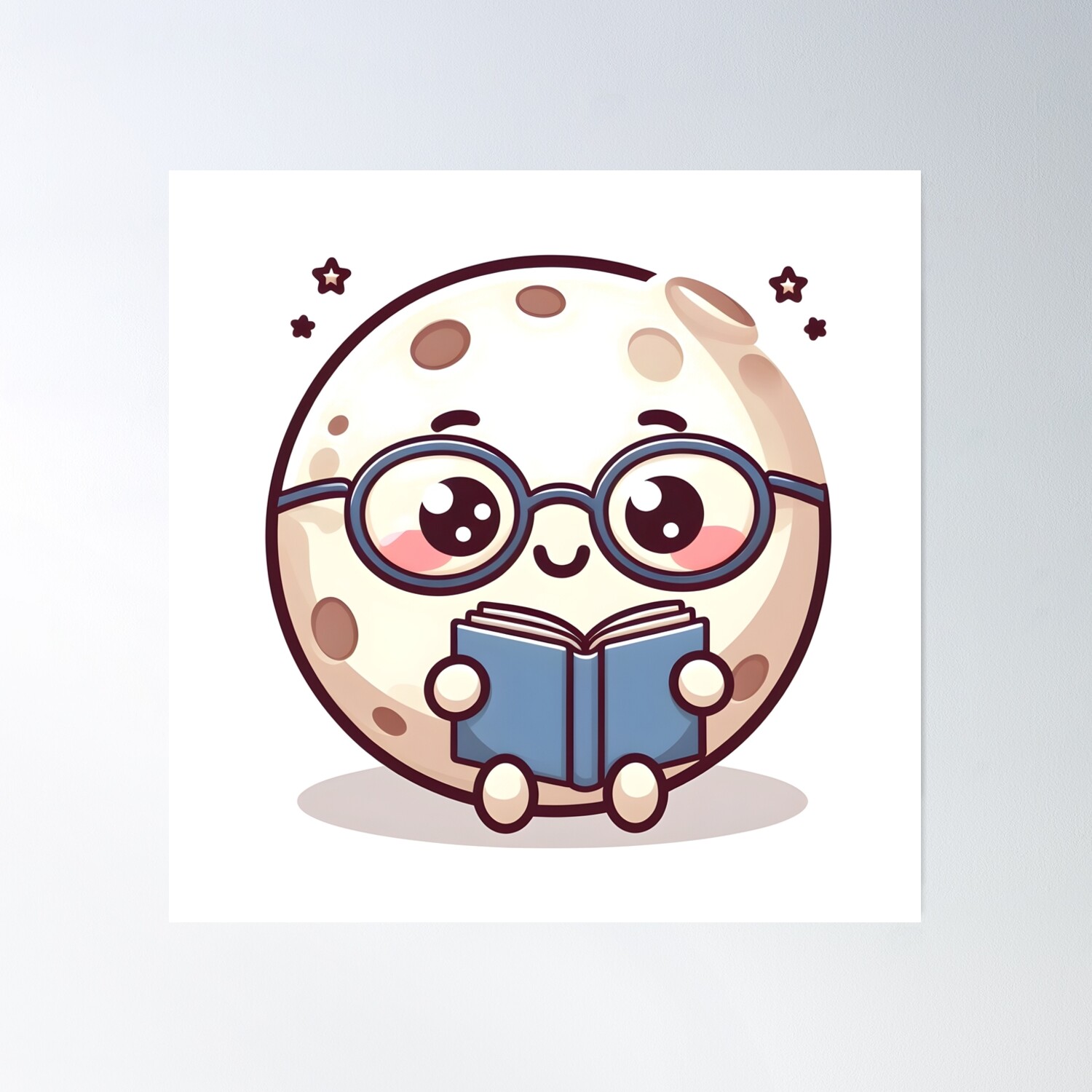 Kawaii Moon With Glasses Poster Wall Art, Modern Wall Decor, 16x16 ...