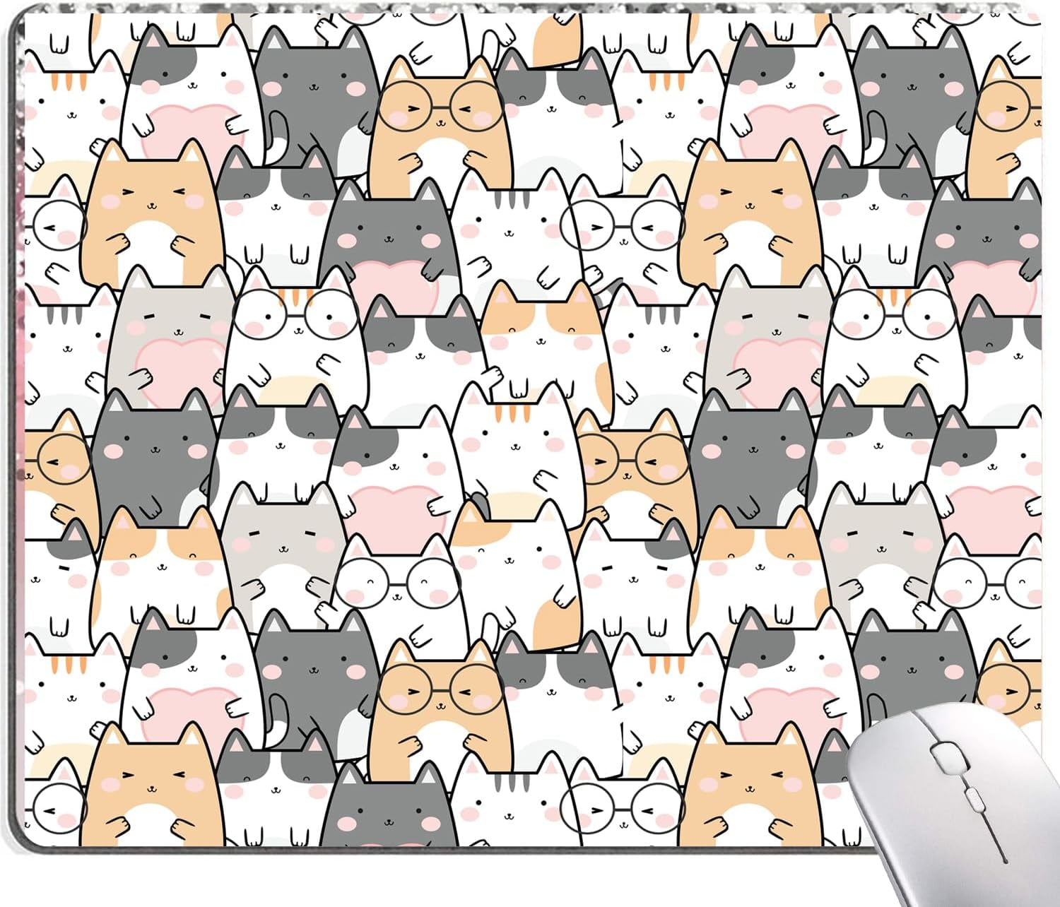 Kawaii Mouse Pad, Cute Cats Mouse Mat, Square Waterproof Non-Slip ...