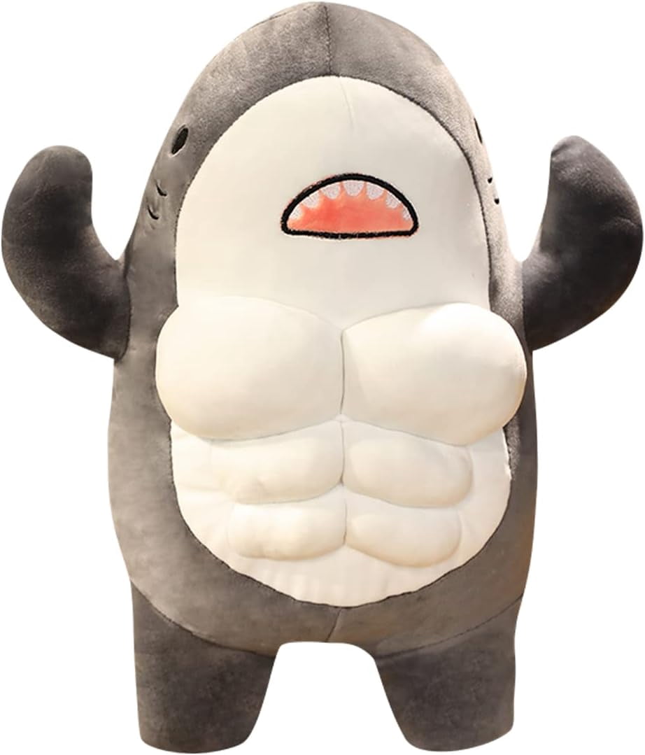 Kawaii Muscle Abs Teddy Bear Shark Buff Plush Cuddly Stuffed Animal Toy ...