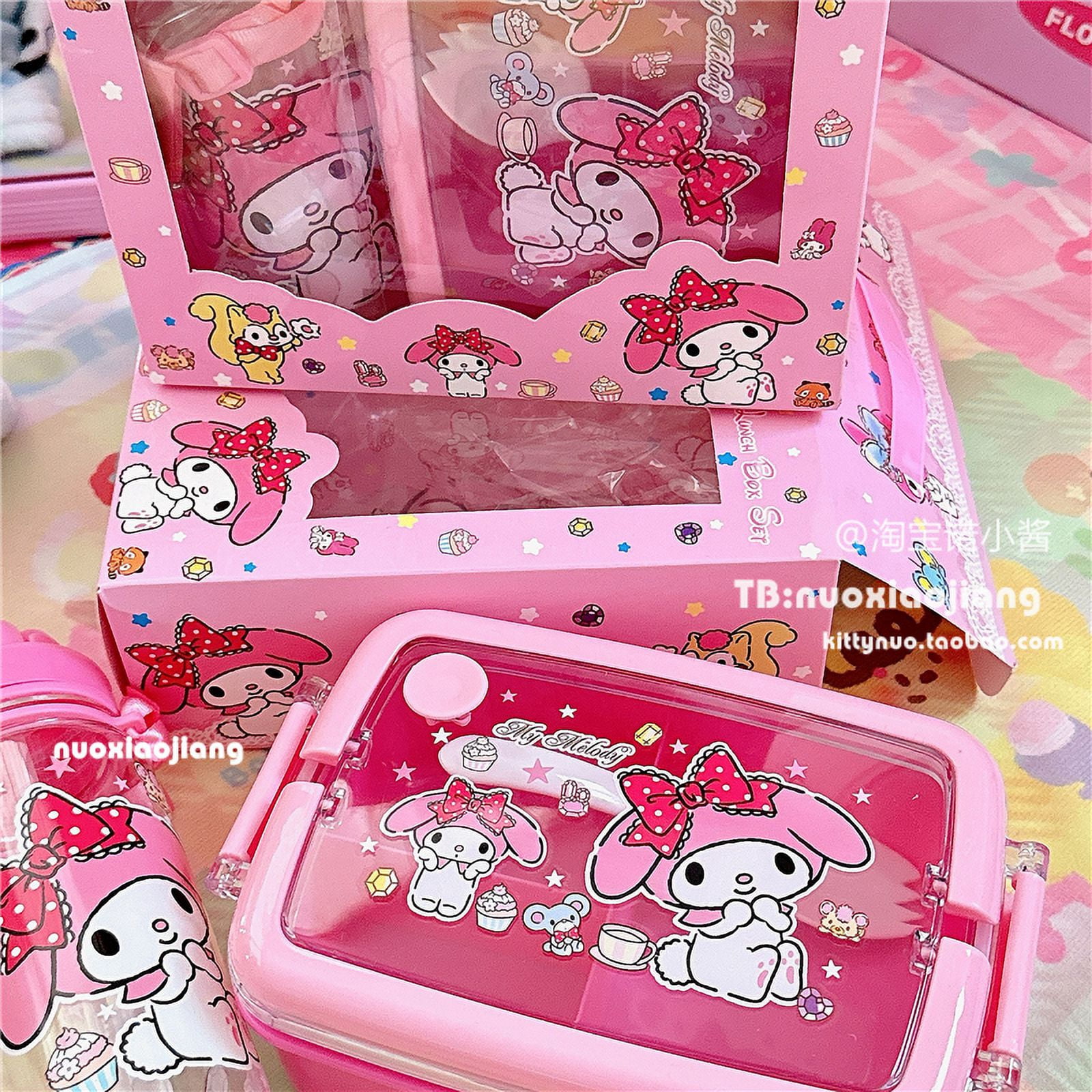 Kawaii My Melody Hello Kitty Kuromi Cartoon Water Cup Lunch Box Set ...