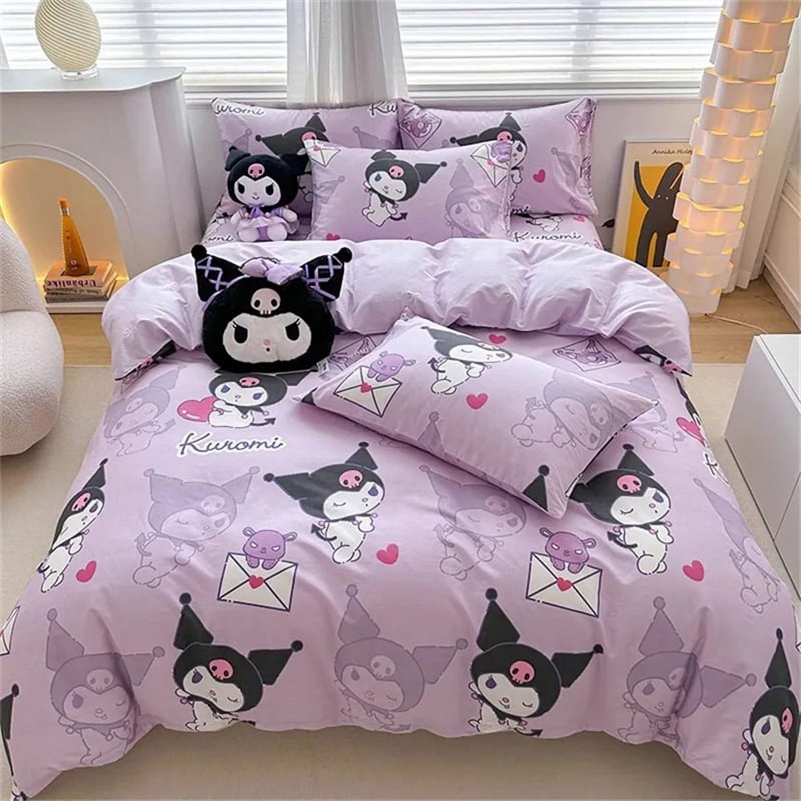 Kawaii My Melody Kuromi Cinnamoroll Duvet Cover Pillowcase Bedding Set ...