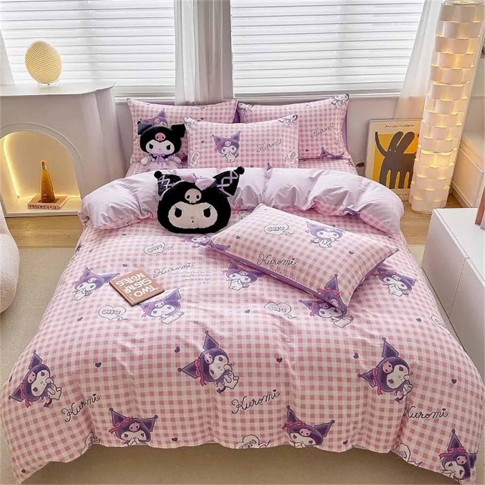 Kawaii My Melody Kuromi Cinnamoroll Duvet Cover Pillowcase Bedding Set ...