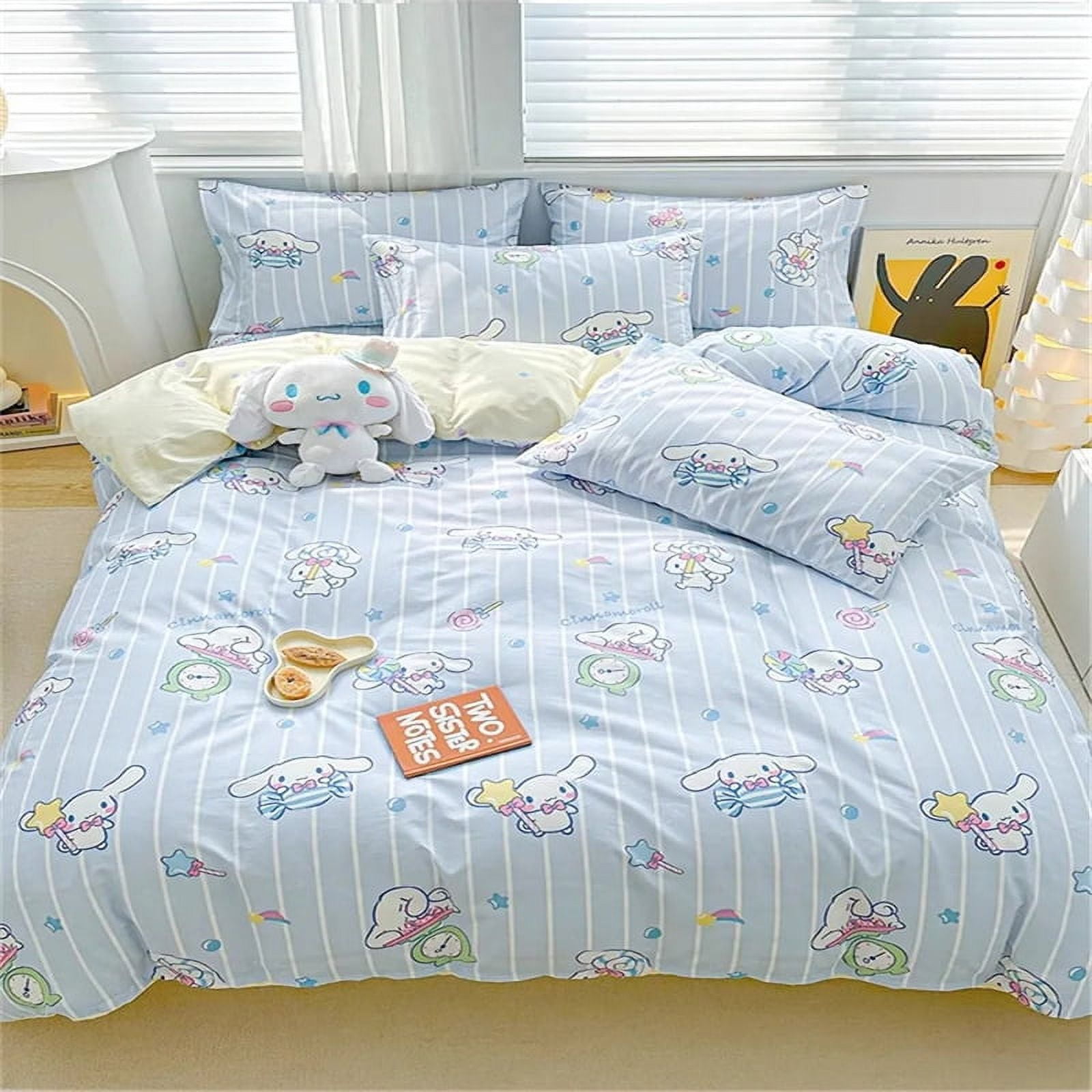 Kawaii My Melody Kuromi Cinnamoroll Duvet Cover Pillowcase Bedding Set ...