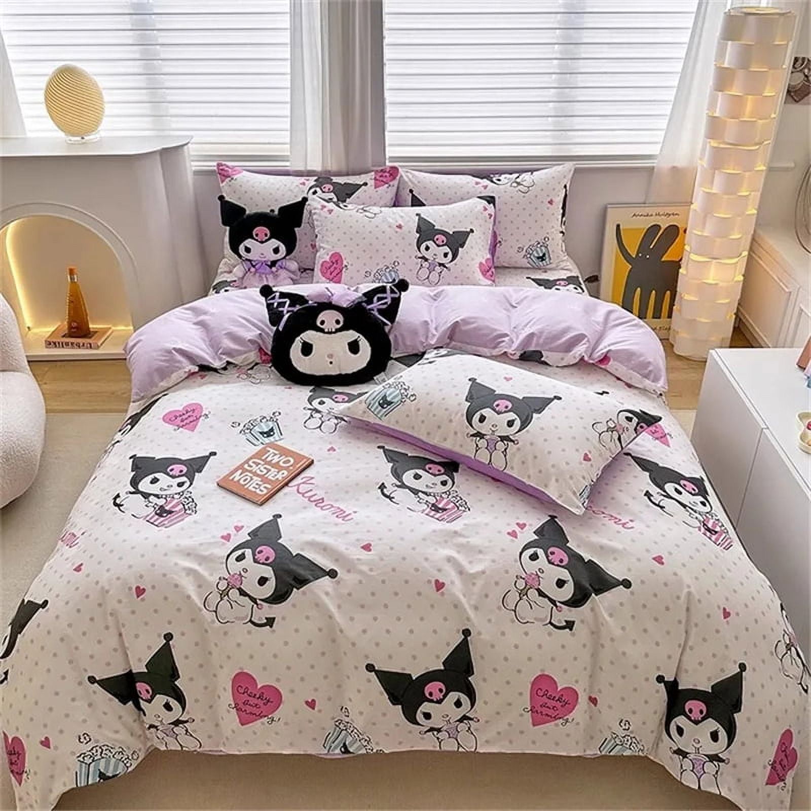 Kawaii My Melody Kuromi Cinnamoroll Duvet Cover Pillowcase Bedding Set ...