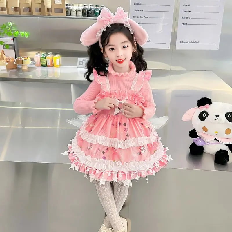 Kawaii My Melody Kuromi Vestidos Toddler Baby Girl Infant Princess Lace ...