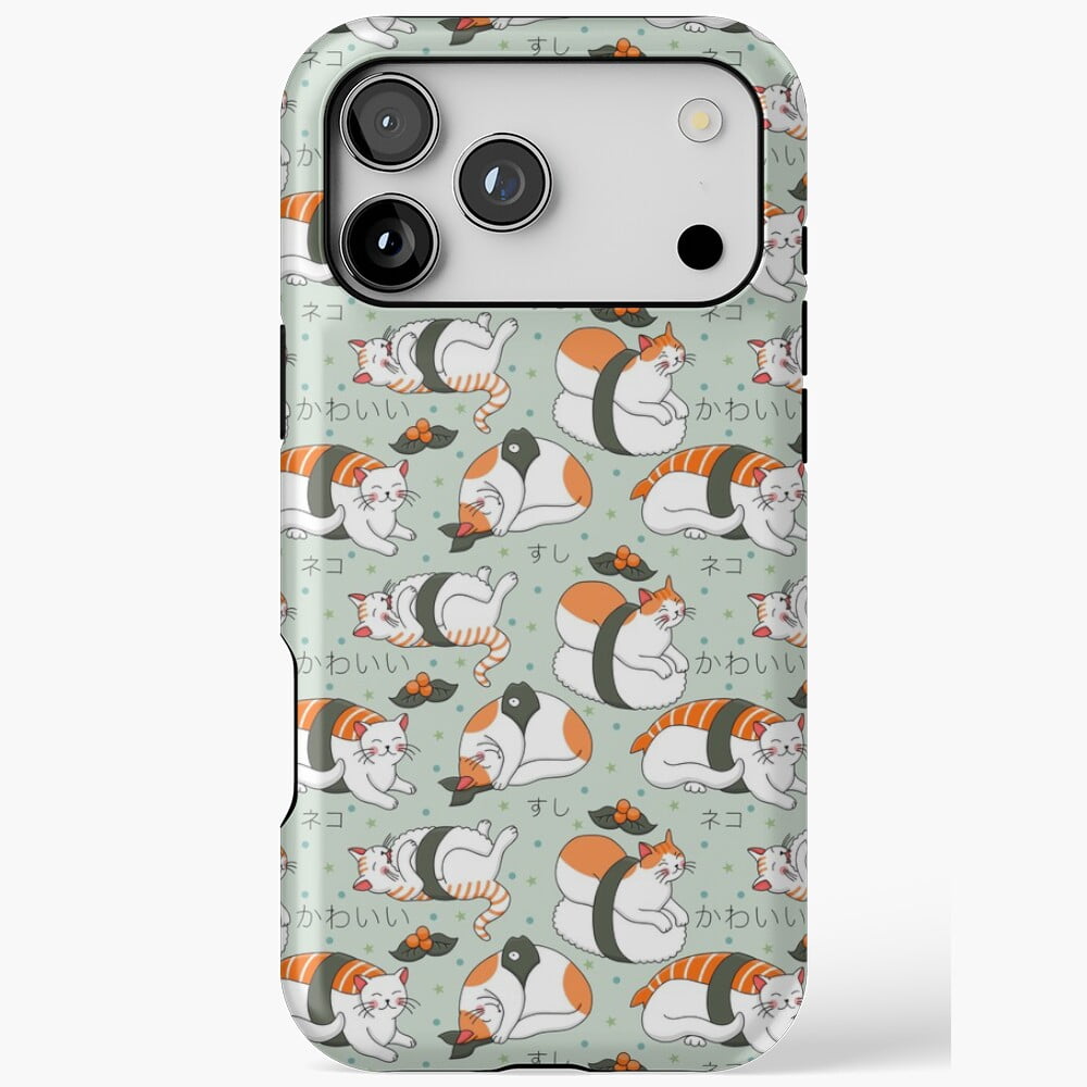 Kawaii Neko Sushi Cute Cat Food Artwork Phone Case Compatible iPhone 17 ...