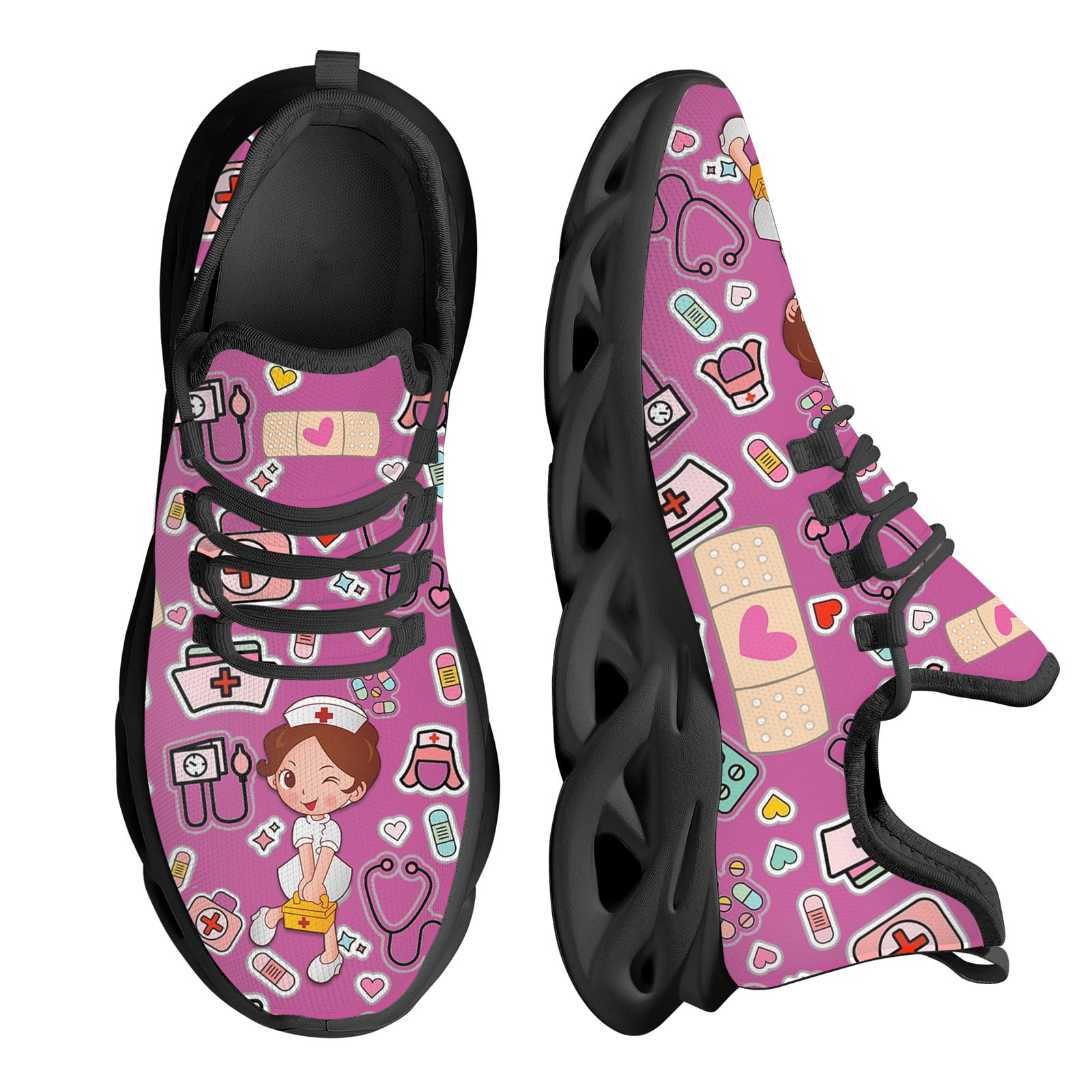 Kawaii Nurse Pattern Women Casual Sneakers Non-Slip Running Shoes ...