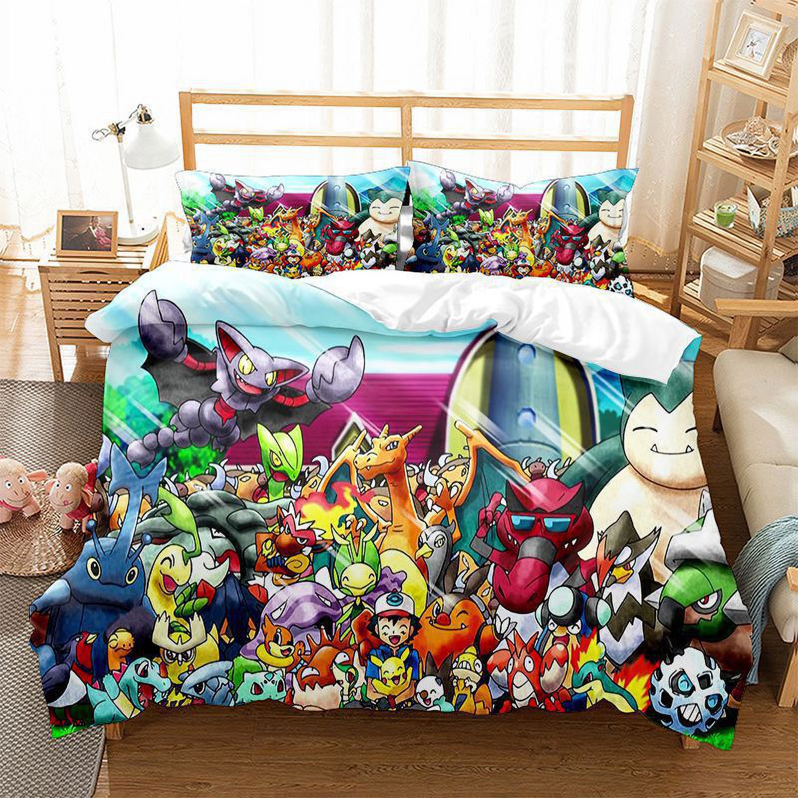 Kawaii P okémon Bed Duvet Cover Cartoon Kids Adults Bedding Sets Anime ...