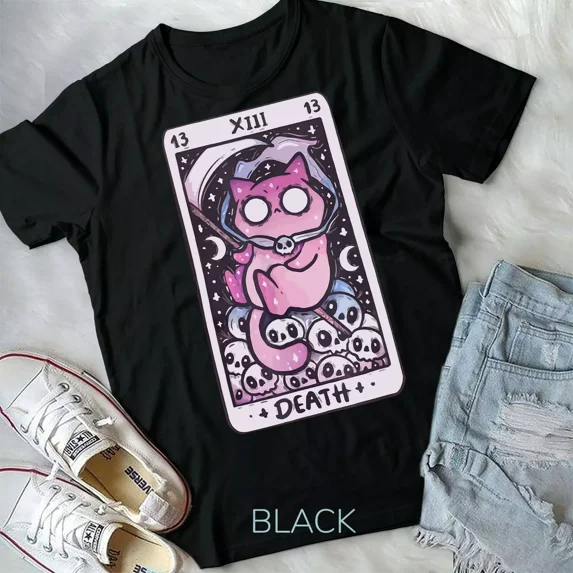 Kawaii Pastel Goth Art the Death Tarot Cute Cat Creepy Art - Unisex ...