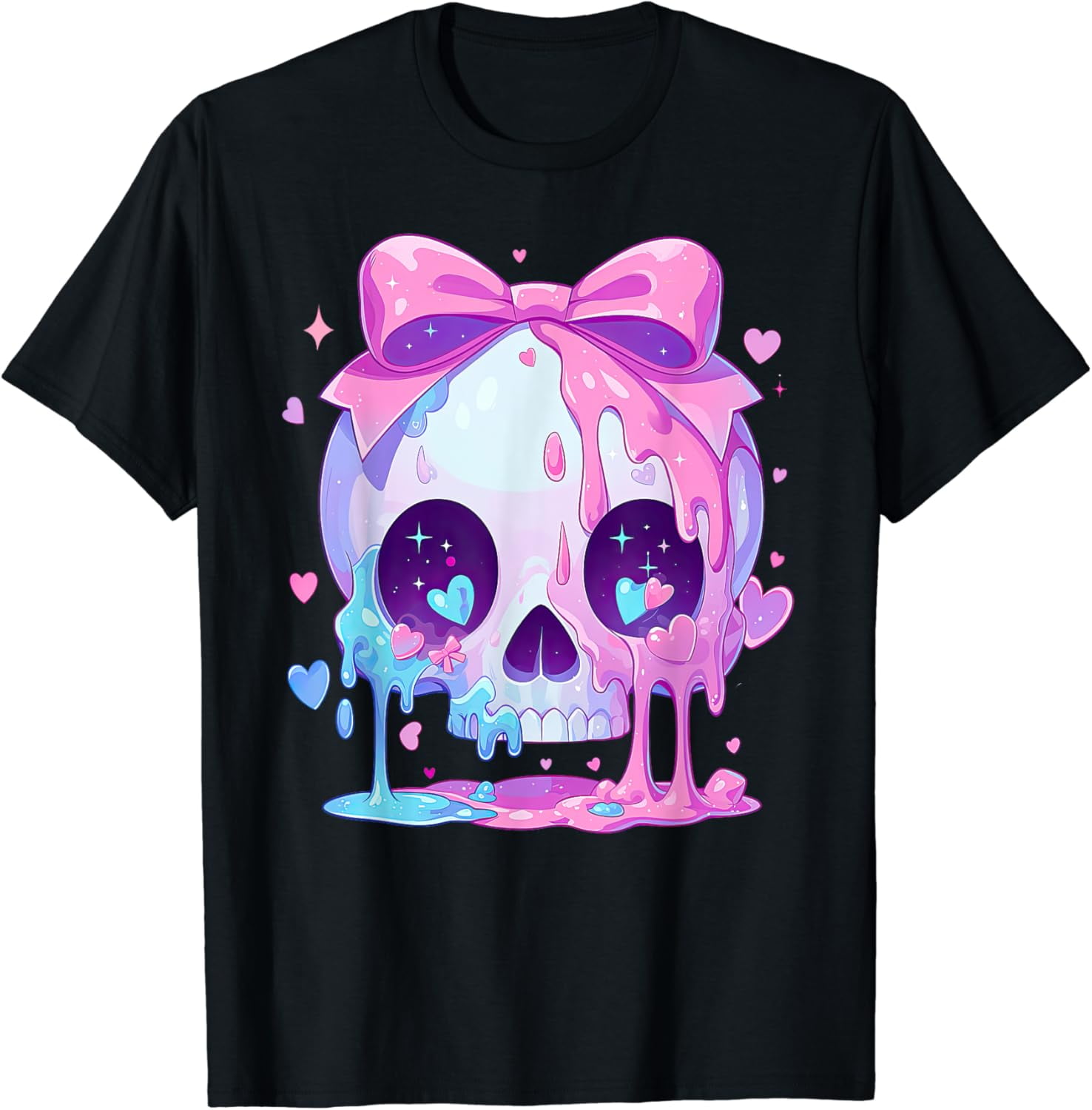 Kawaii Pastel Goth Creepy Cute Melty Pink Skull T-Shirt - Walmart.com