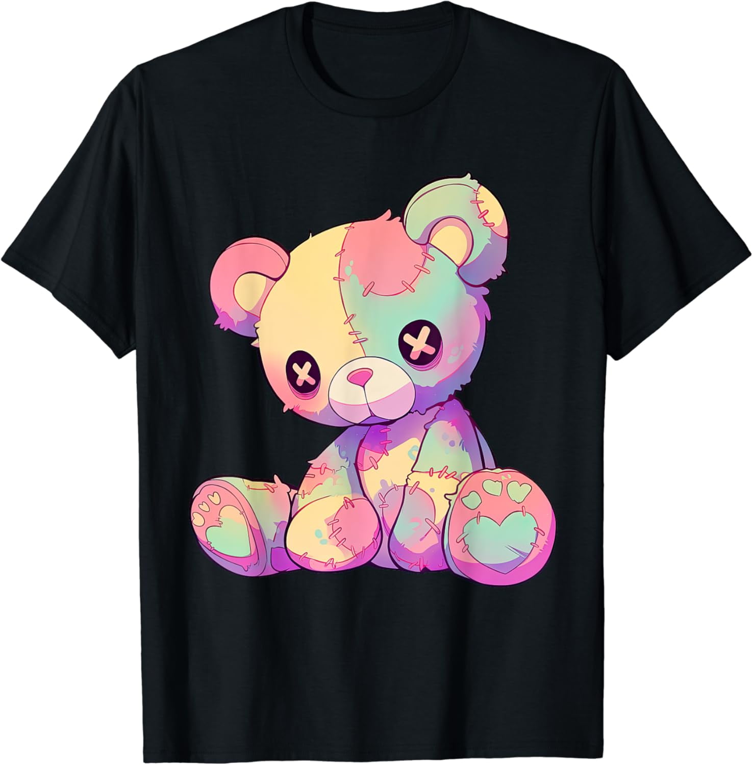 Kawaii Pastel Goth Creepy Cute Witchy Patchwork Teddy Bear T-Shirt ...