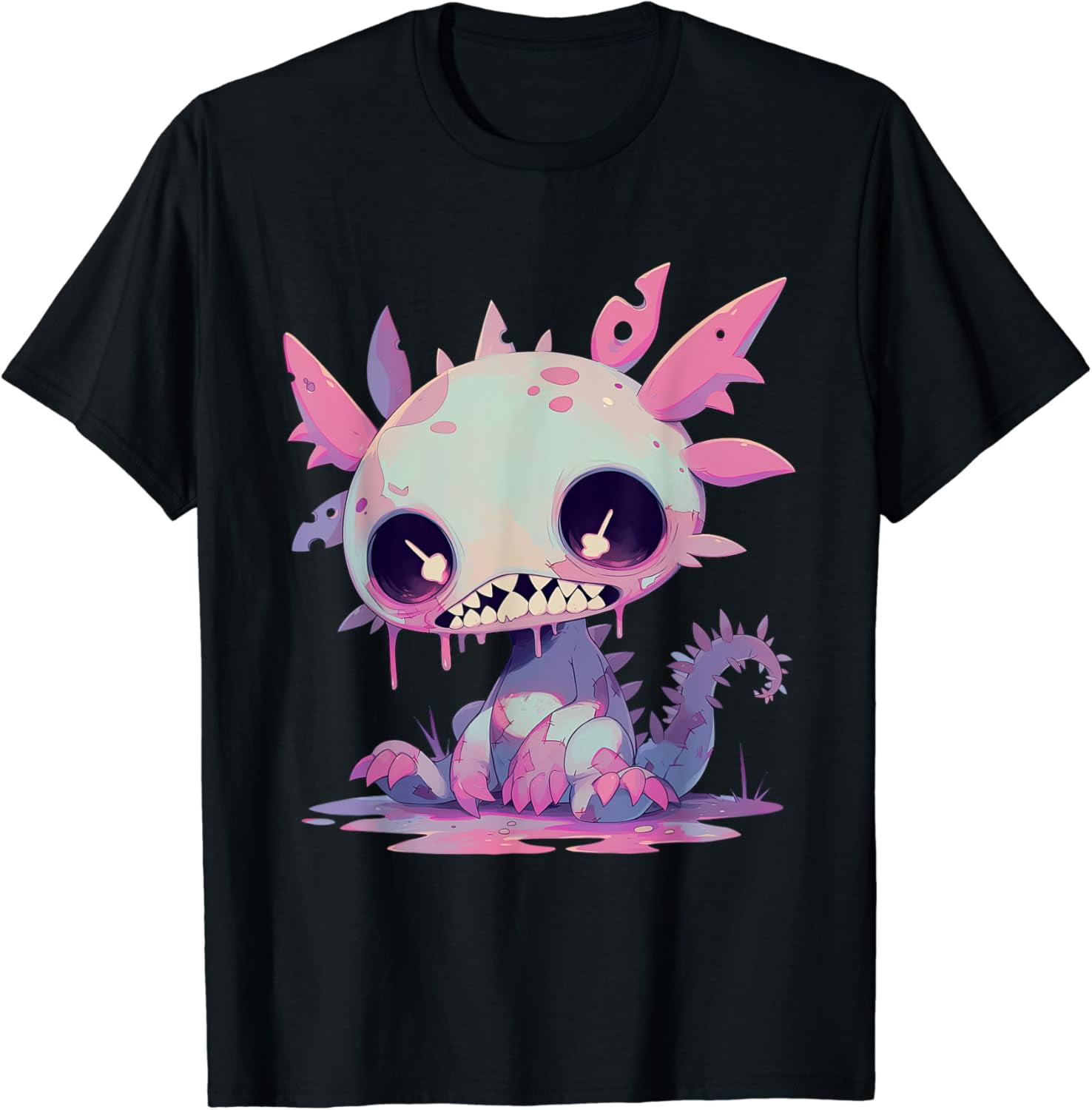 Kawaii Pastel Goth Creepy Cute Zombie Axolotl T-Shirt - Walmart.com