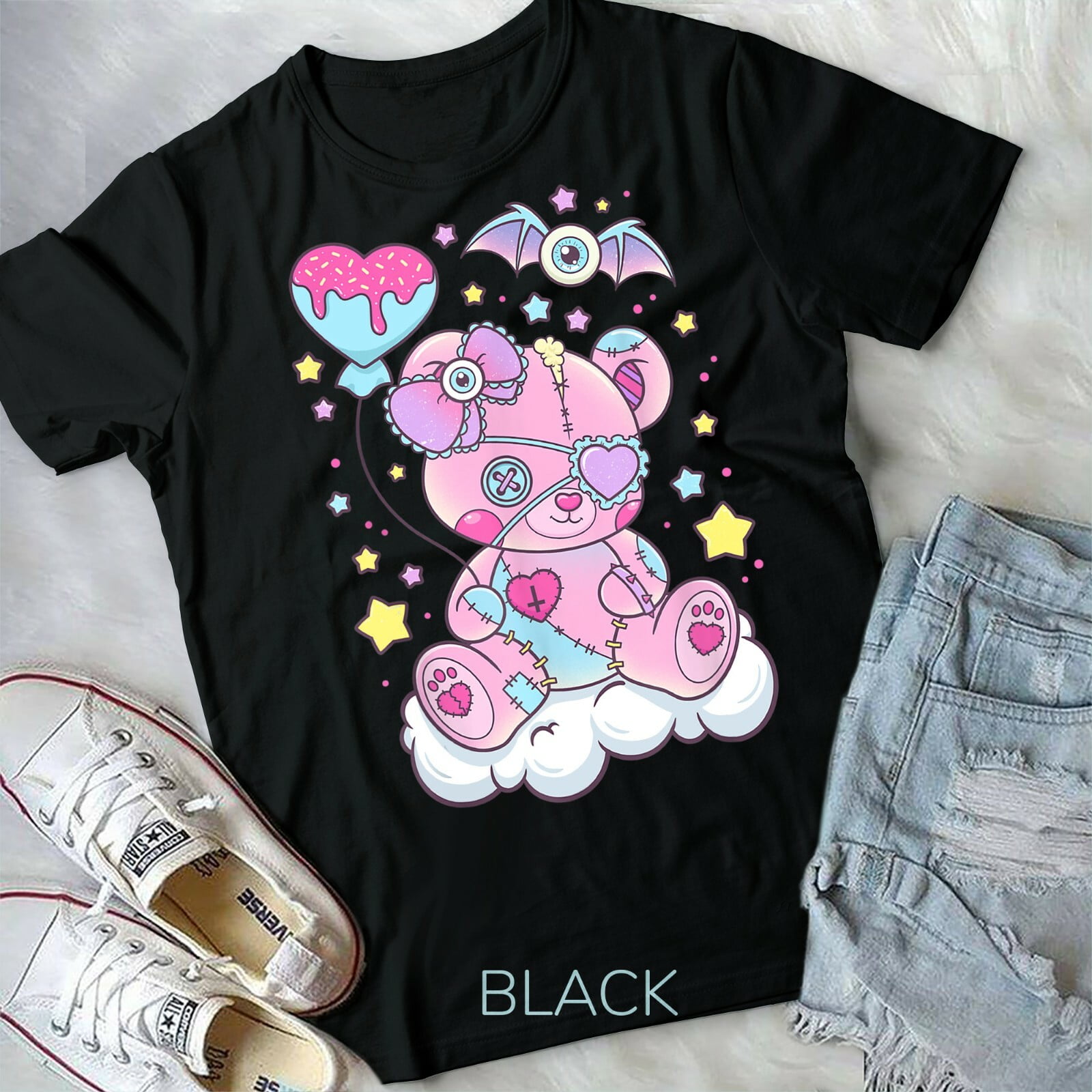 Kawaii Pastel Goth Cute Creepy Teddy Bear - Unisex Form T-Shirt ...