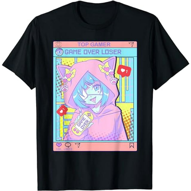 Kawaii Pastel Goth Girl Anime Gamer Game Over Loser T-Shirt - Walmart.com