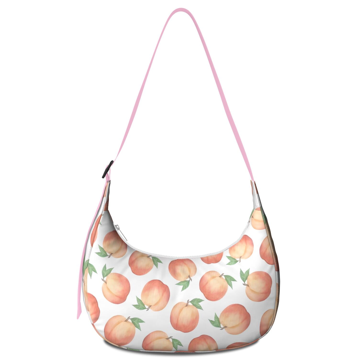 Kawaii Peach Print Crossbody Handbag for Women, Cute Pink Fruit ...