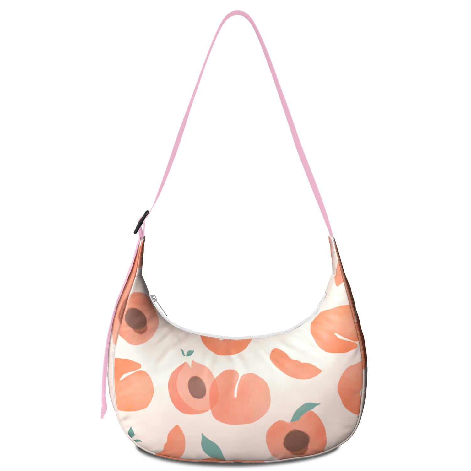 Kawaii Peach Print Crossbody Handbag for Women, Cute Pink Fruit ...