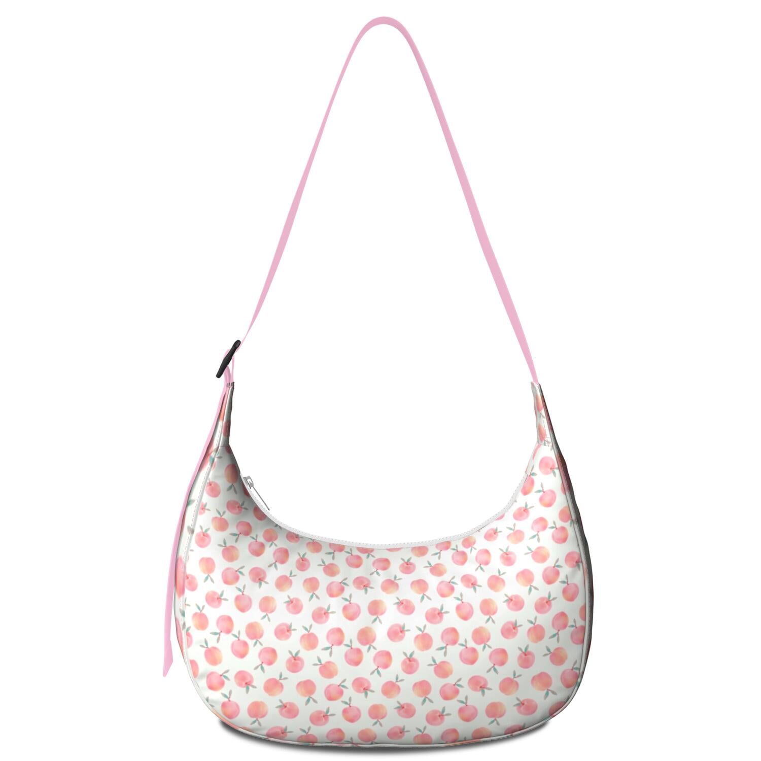 Kawaii Peach Print Crossbody Handbag for Women, Cute Pink Fruit ...