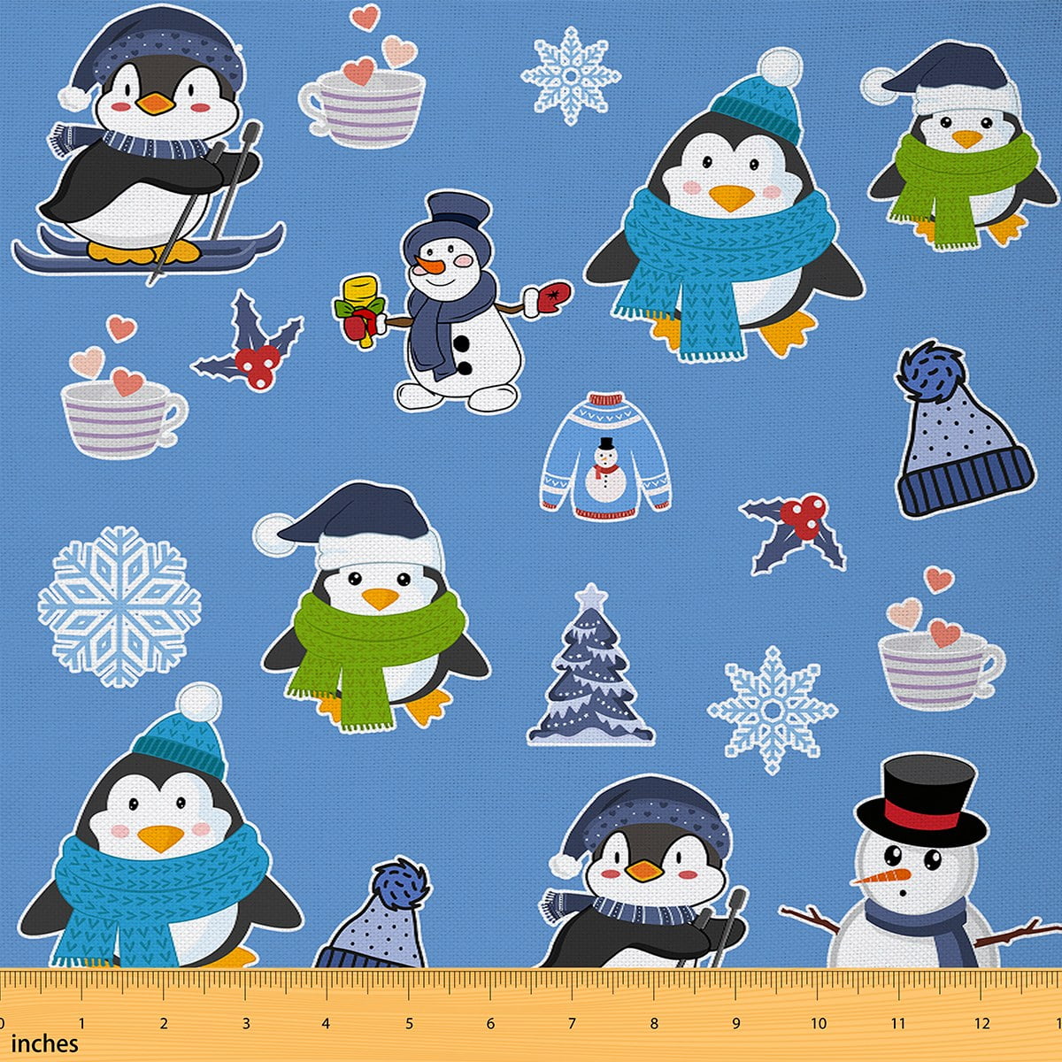 Kawaii Penguin Fabric by The Yard,Cartoon Cute Antarctic Penguins ...