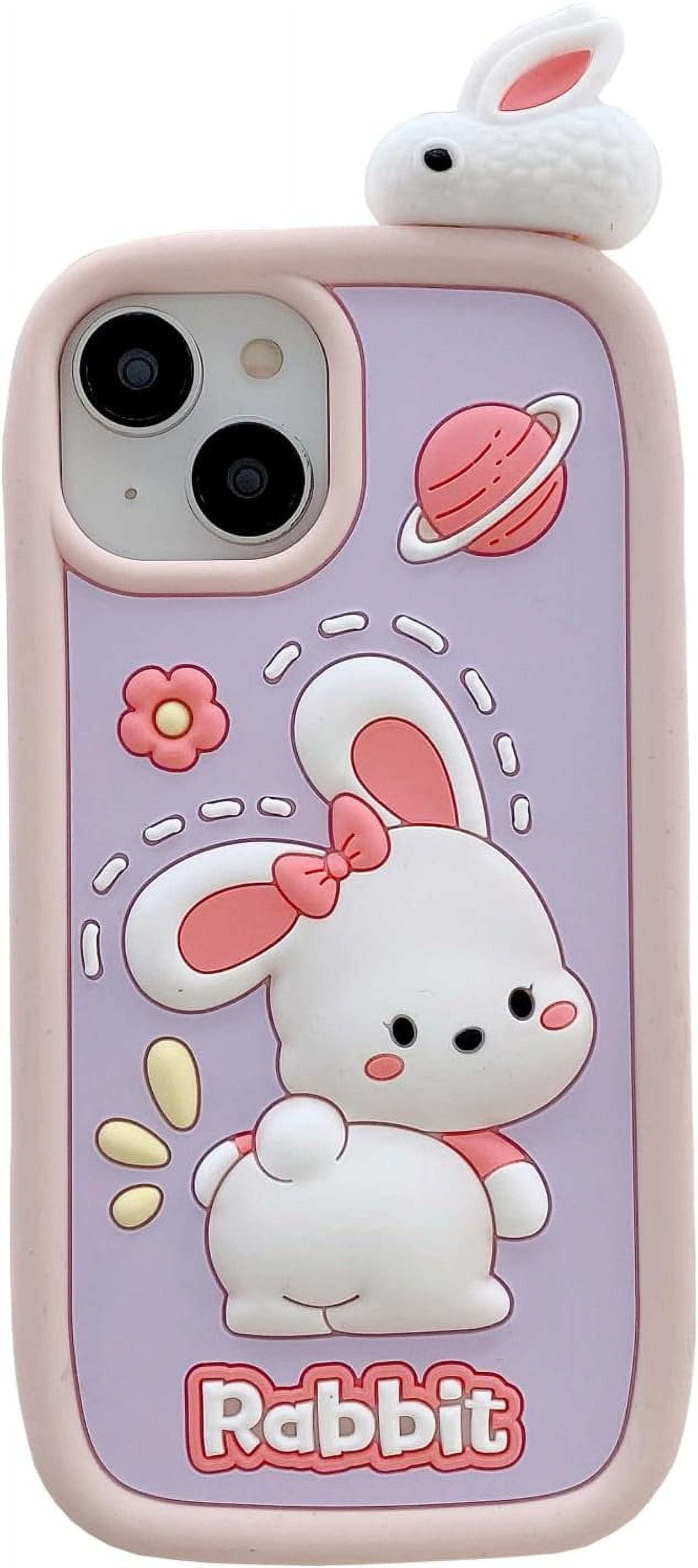 Kawaii Phone Cases Apply to iPhone 11,Cute Cartoon Bunny Phone Case 3D ...