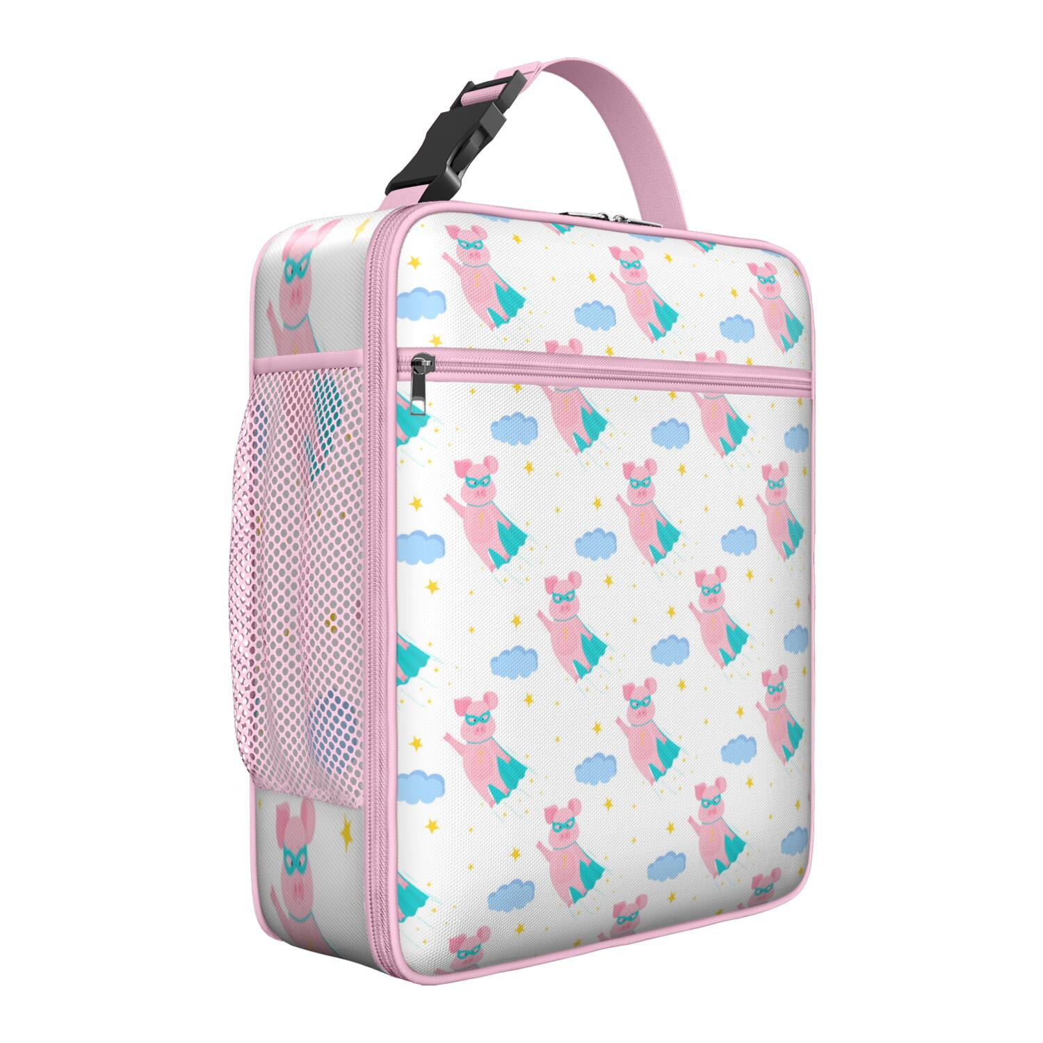 Kawaii Pig Lunch Box Bag, Funny Cartoon Pig Illustration in Pink, Farm ...